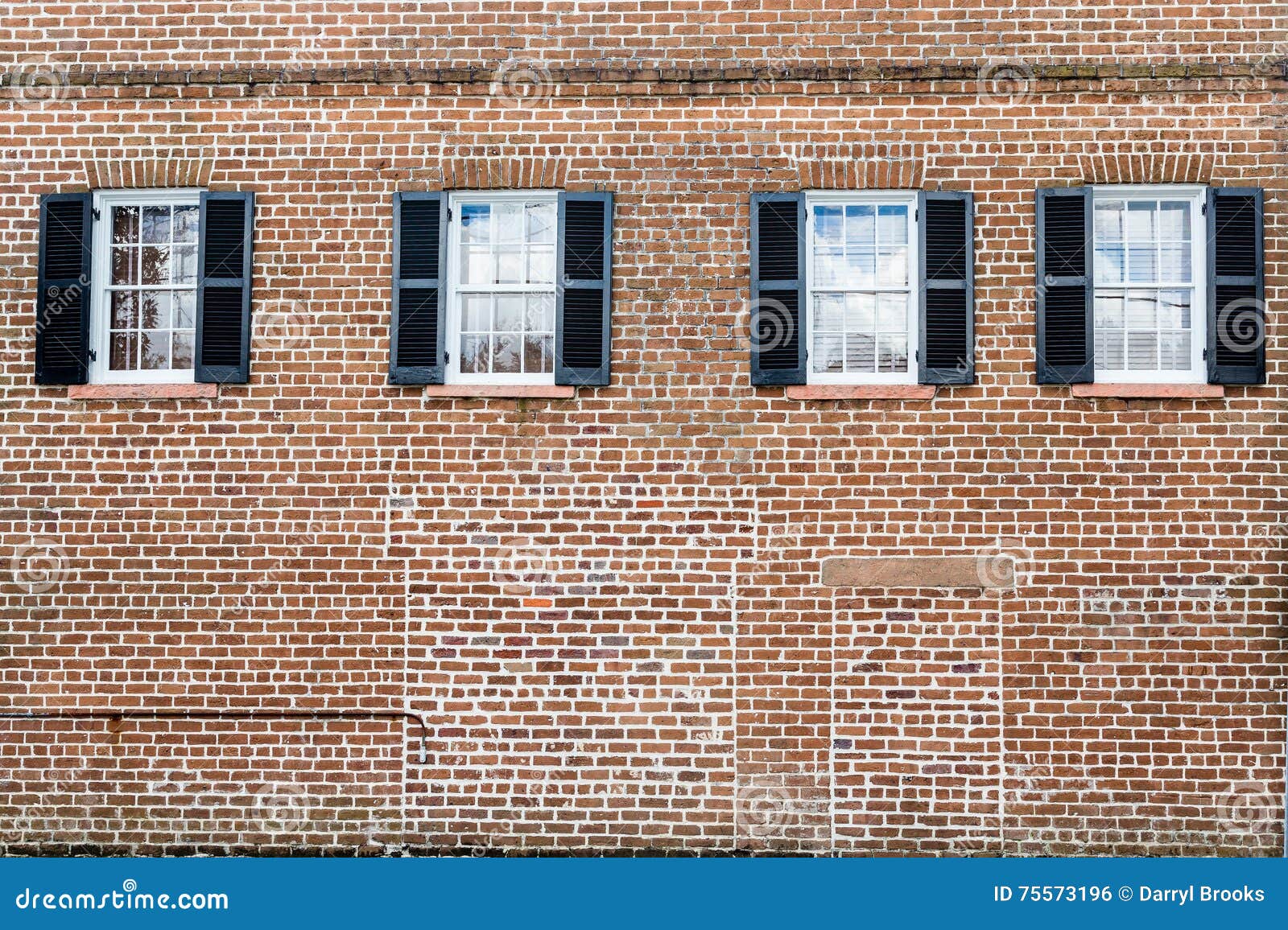 Four Windows with Black Shutters Stock Photo - Image of architecture ...