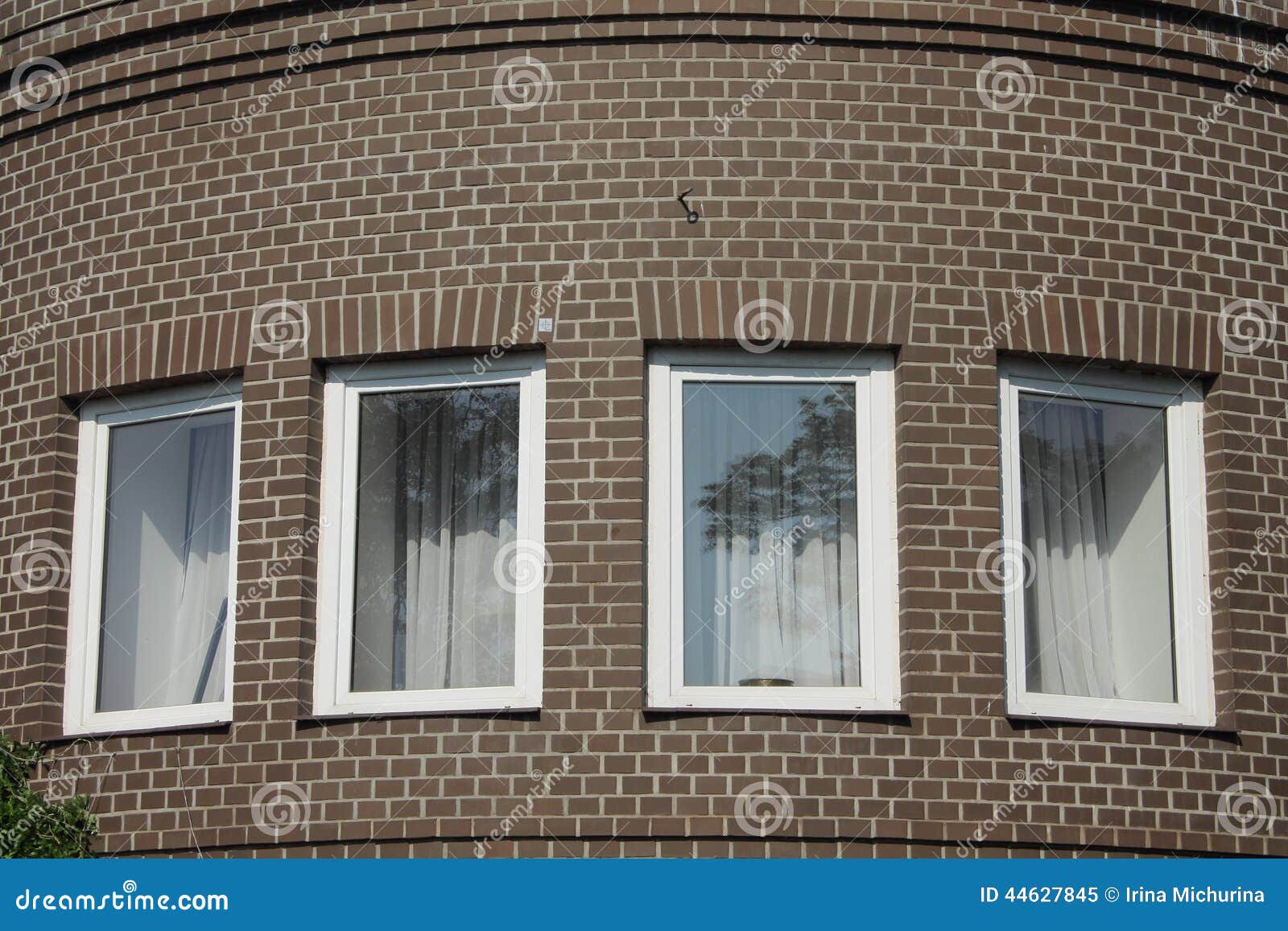 Four Windows of a Brick Building Stock Image - Image of architecture ...