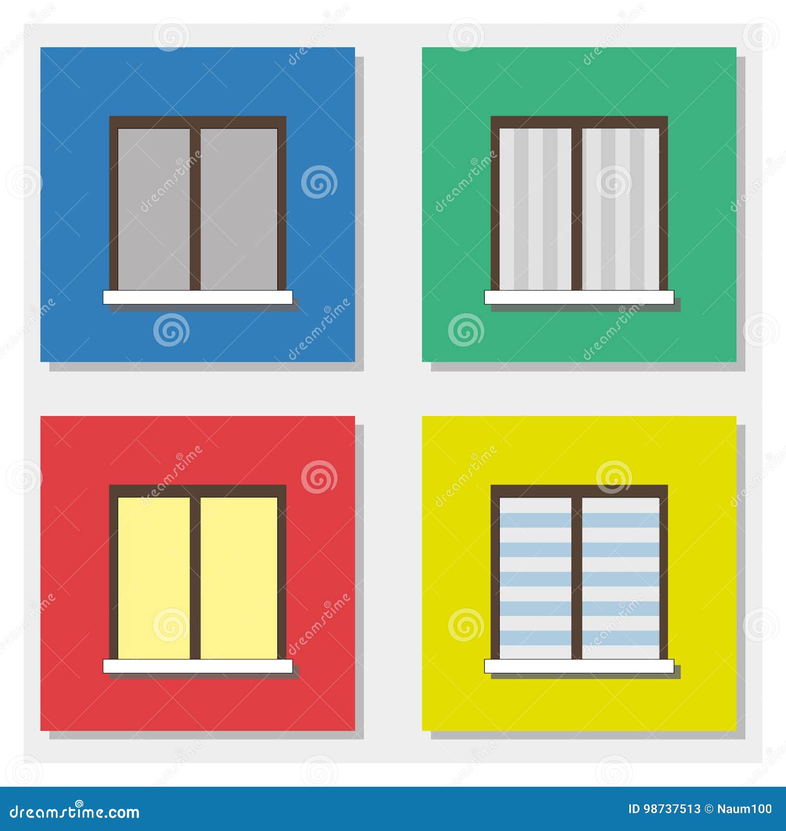 Four Windows with Colored Walls, Flat Design Stock Vector ...