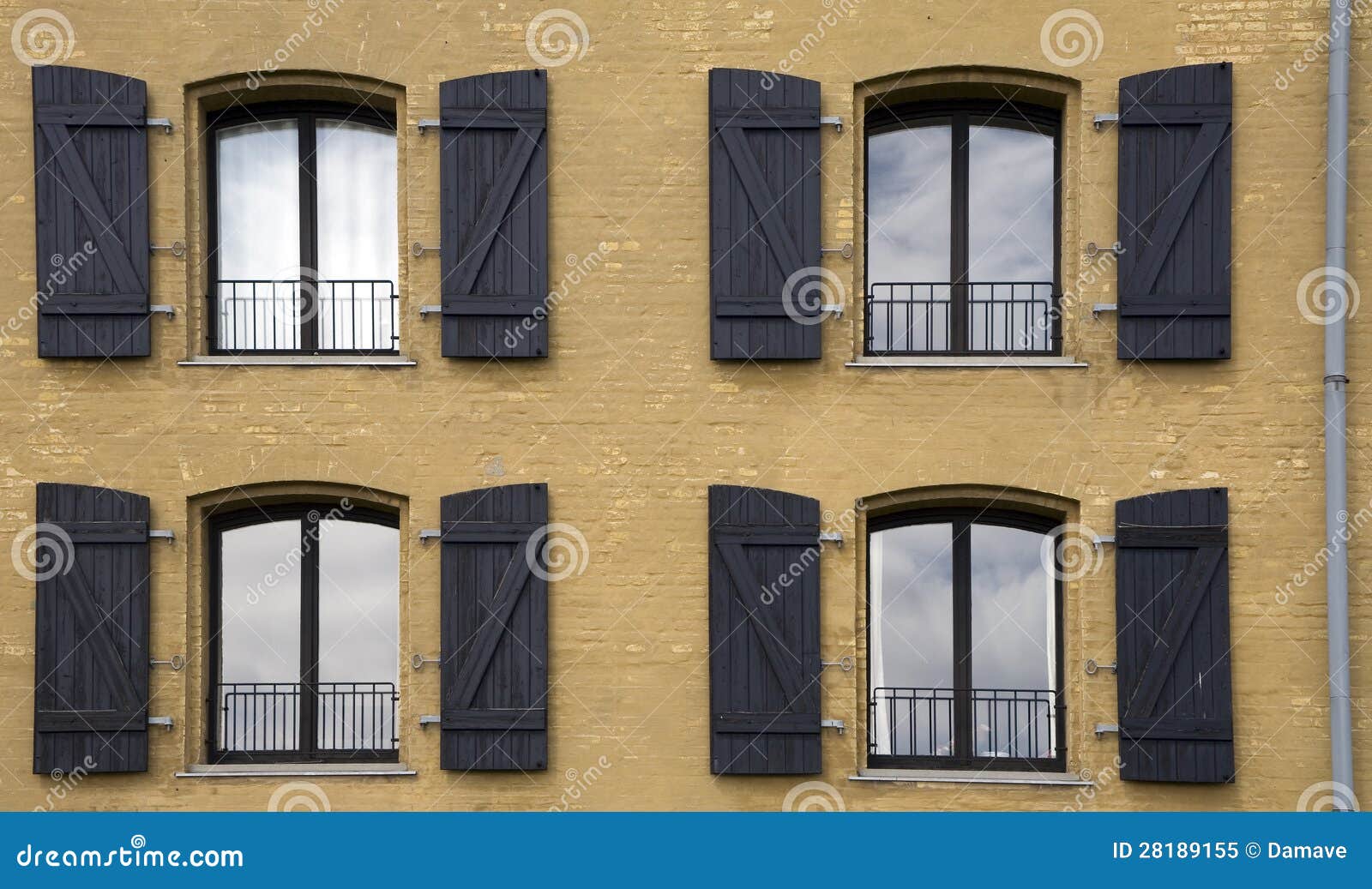 Four Windows on the Frontage of a House Stock Image - Image of house ...