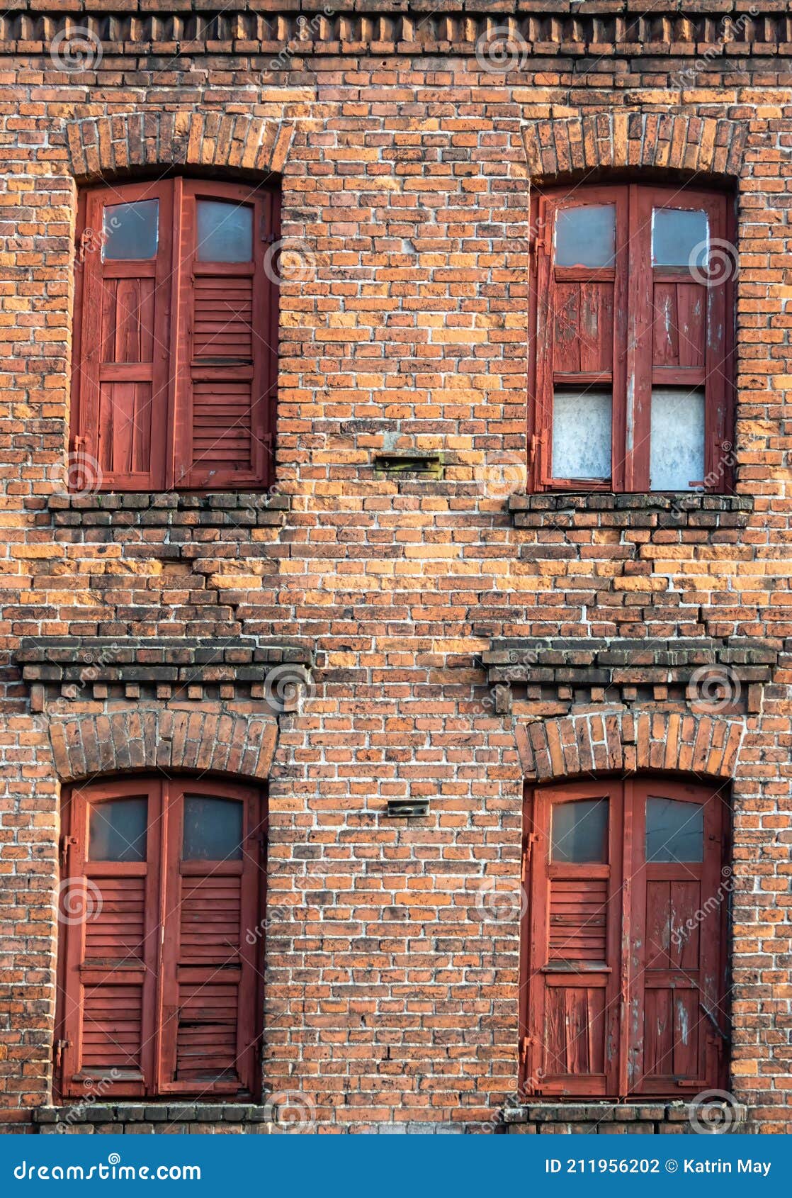 Four Windows in an Old Brick Building Stock Photo - Image of windows ...