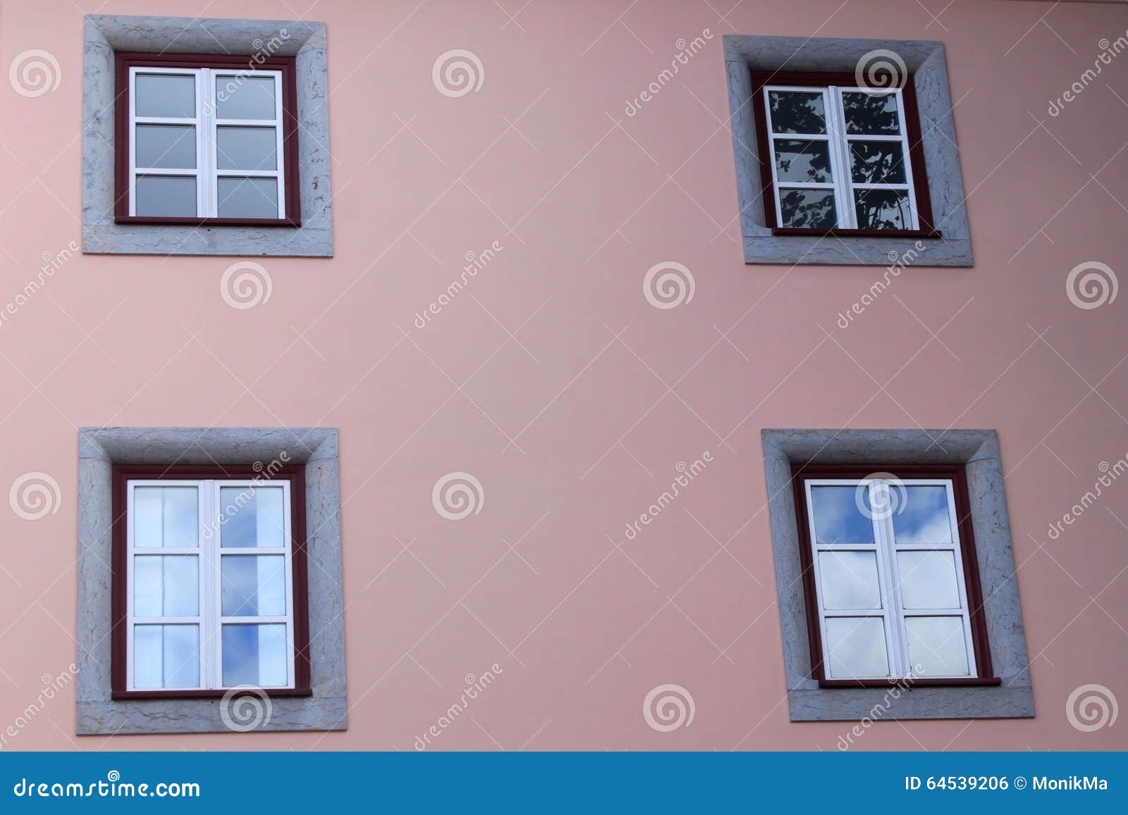Four windows in a wall stock photo. Image of relax, wall - 64539206