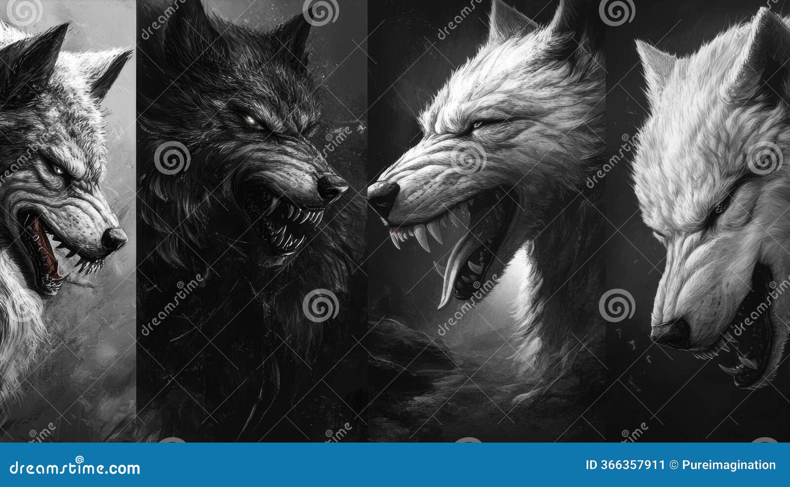 Four Wolf Silhouettes Stock Photo | CartoonDealer.com #6798666