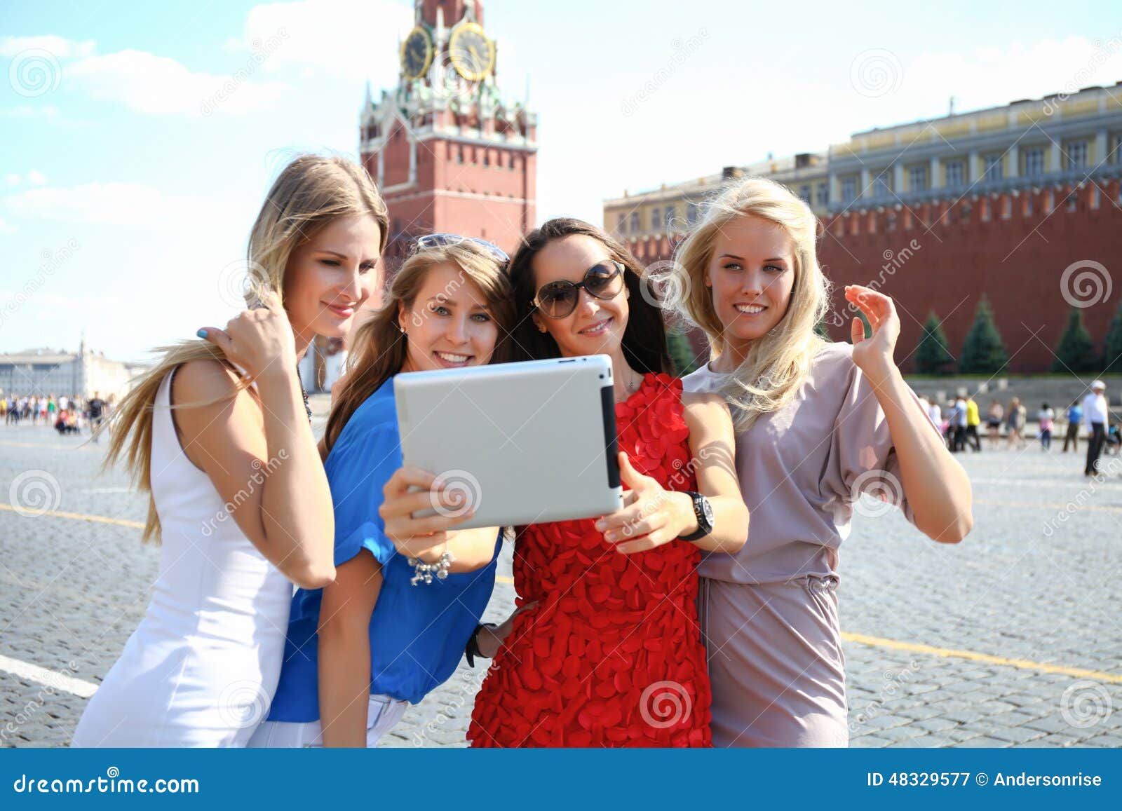 Four Women at the Red Square in Moscow Stock Image - Image of people ...