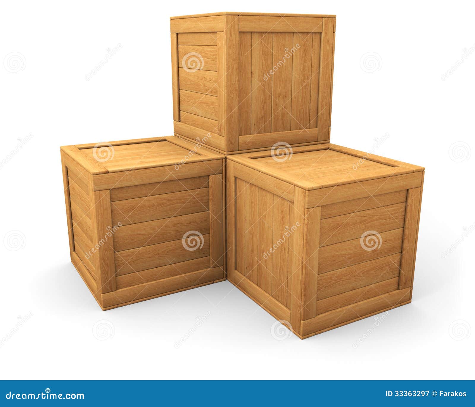 Four wooden boxes stock illustration. Illustration of delivering - 33363297