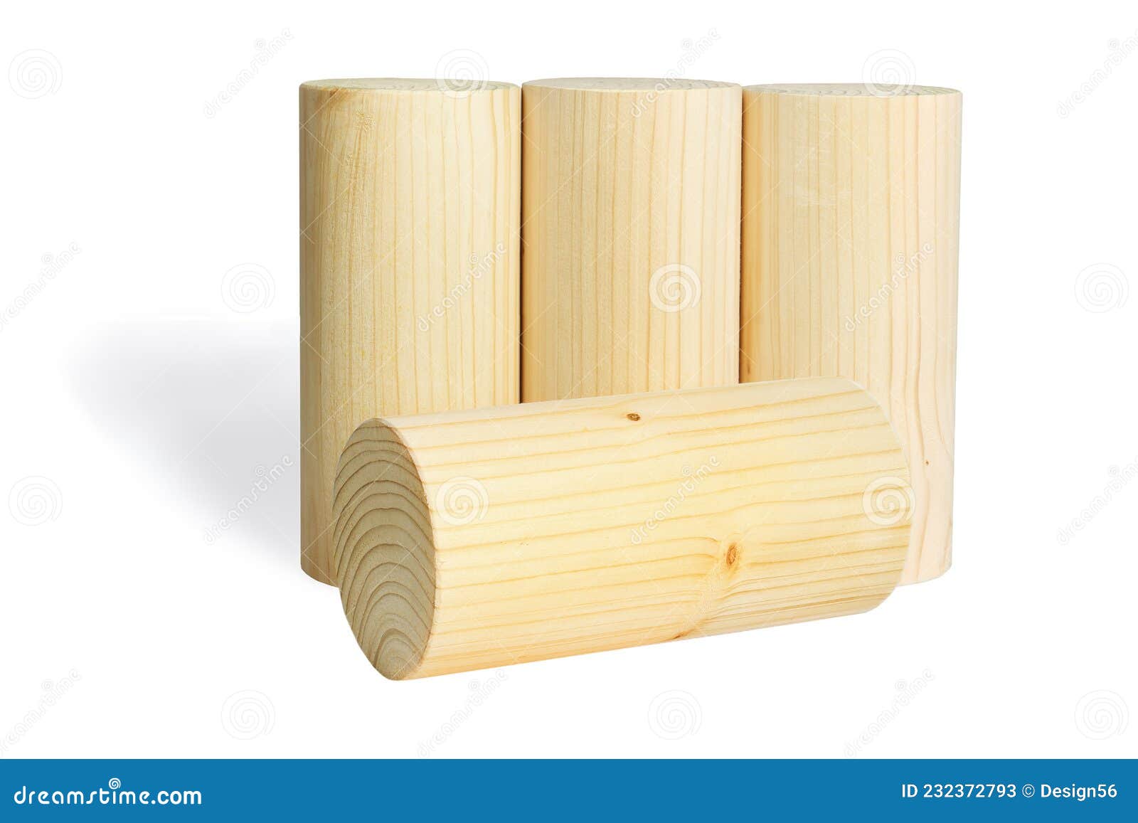 Four Wooden Cylindrical Blocks Stock Image - Image of natural ...