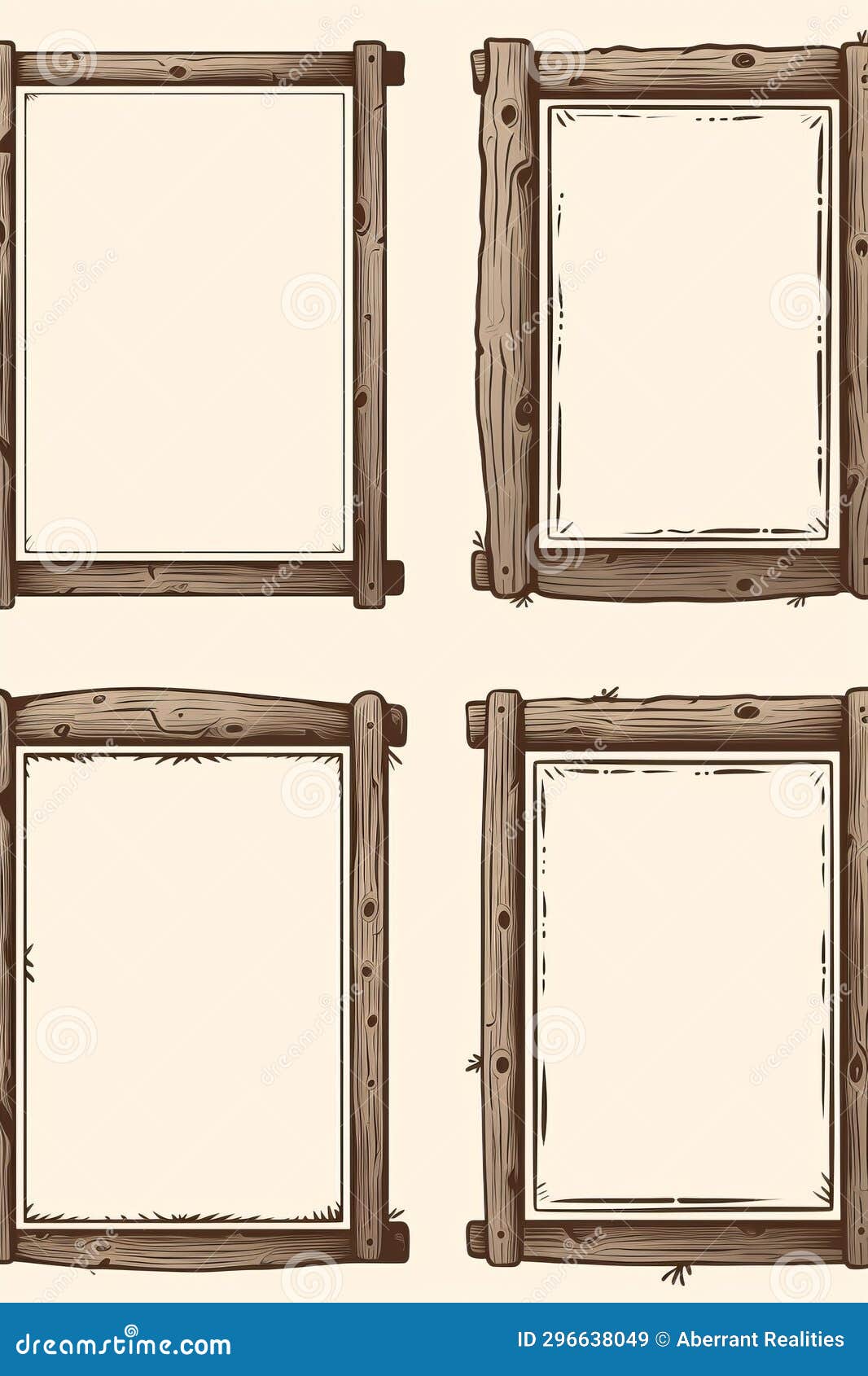 Four Wooden Frames with Different Shapes and Sizes Stock Illustration ...