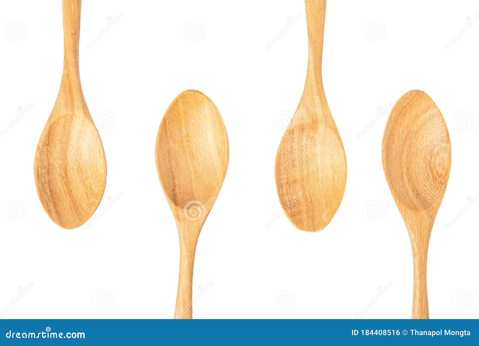 Four Wooden Spoons Isolated on White Background Stock Photo - Image of ...