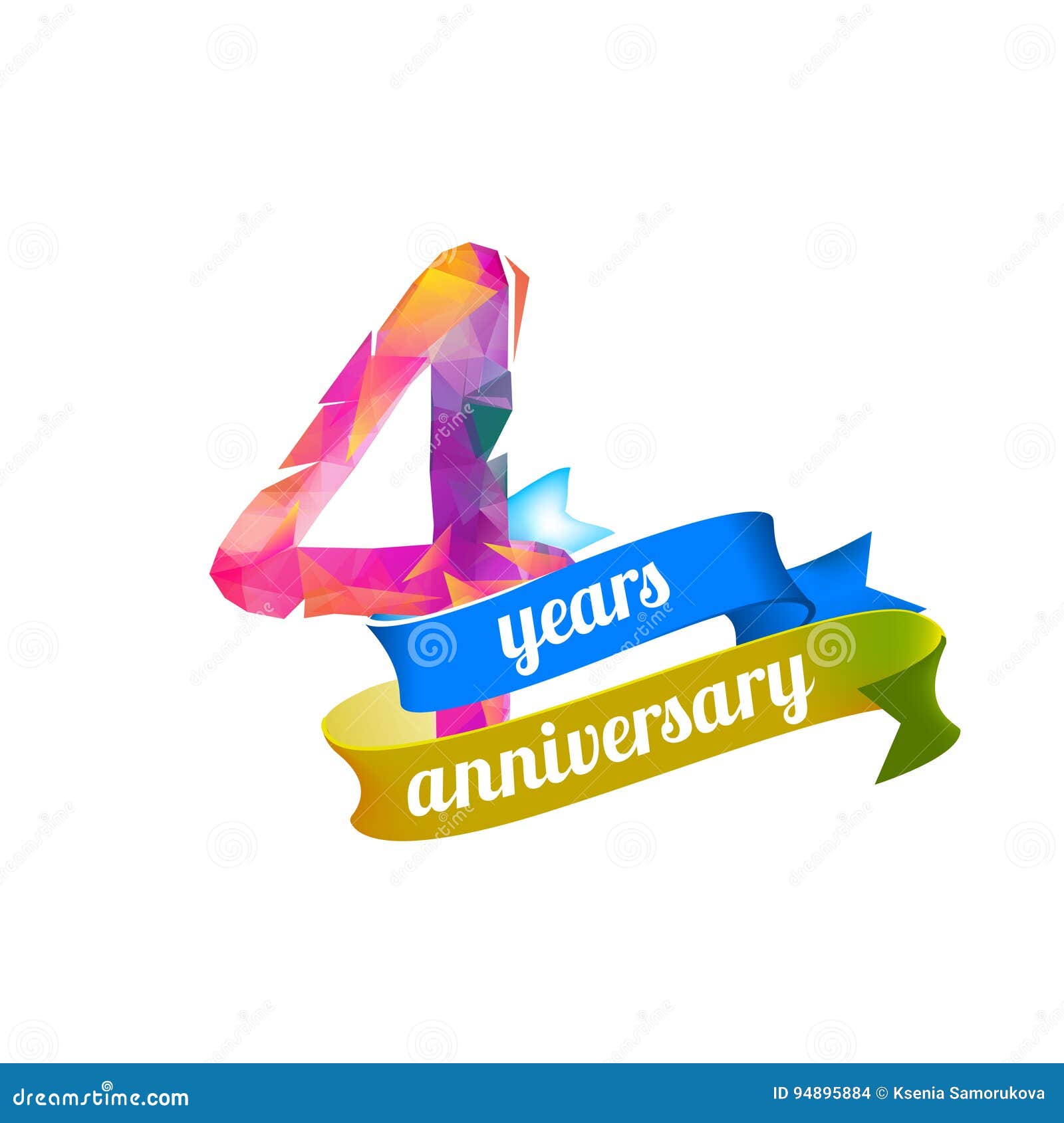 4 four years anniversary. stock vector. Illustration of icon - 94895884