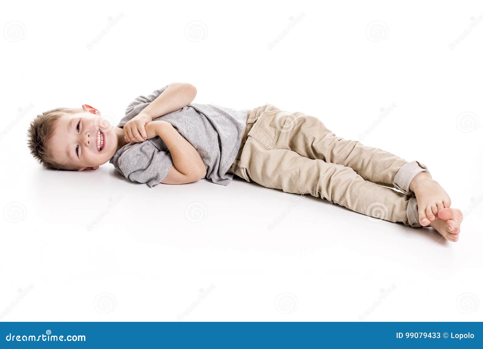 Four Years Boy Lying on Floor Isolated on White Stock Image - Image of ...
