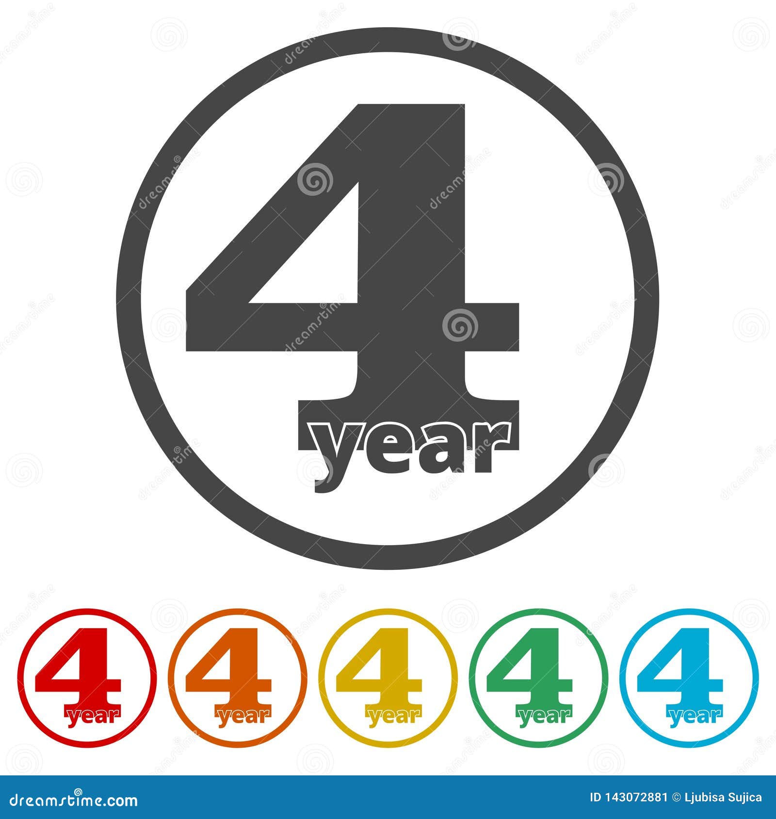 Four Years Sign, Four Years Icon Stock Vector - Illustration of burst ...