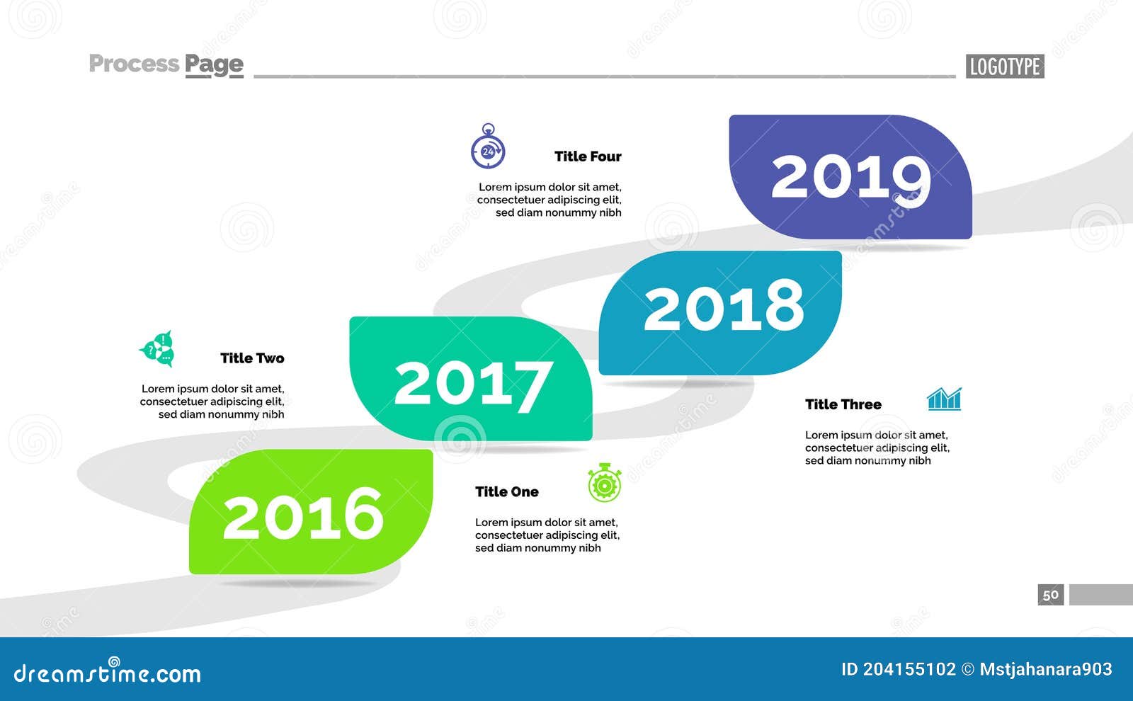 Four Years Timeline Process Chart Template Stock Vector - Illustration ...