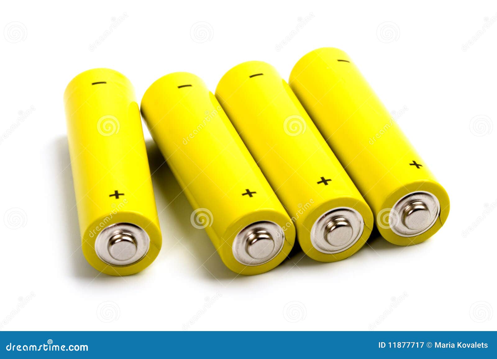 Four Yellow Alkaline Batteries Stock Image - Image of chemistry ...
