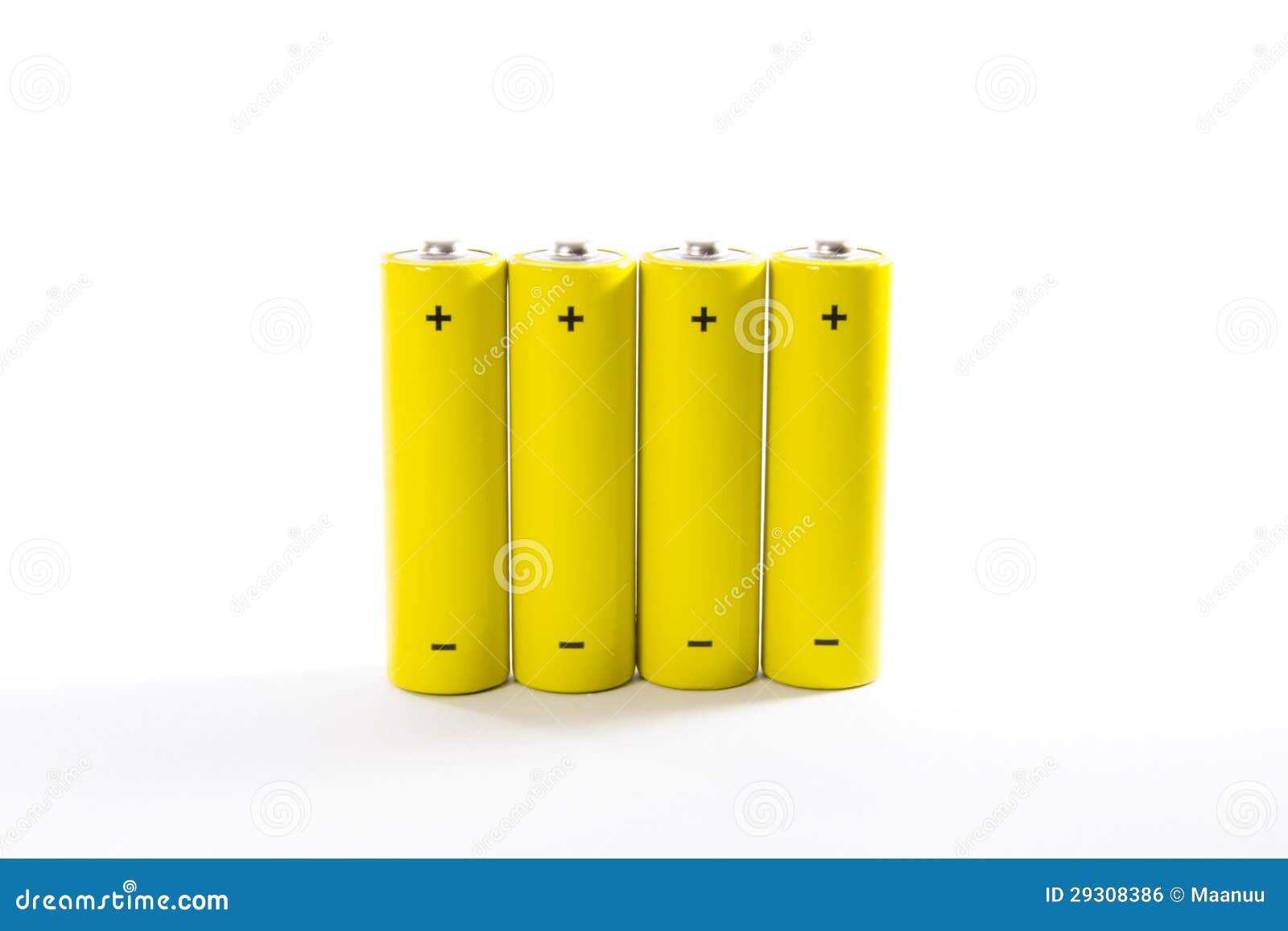 Four yellow batteries stock photo. Image of upload, ecology - 29308386