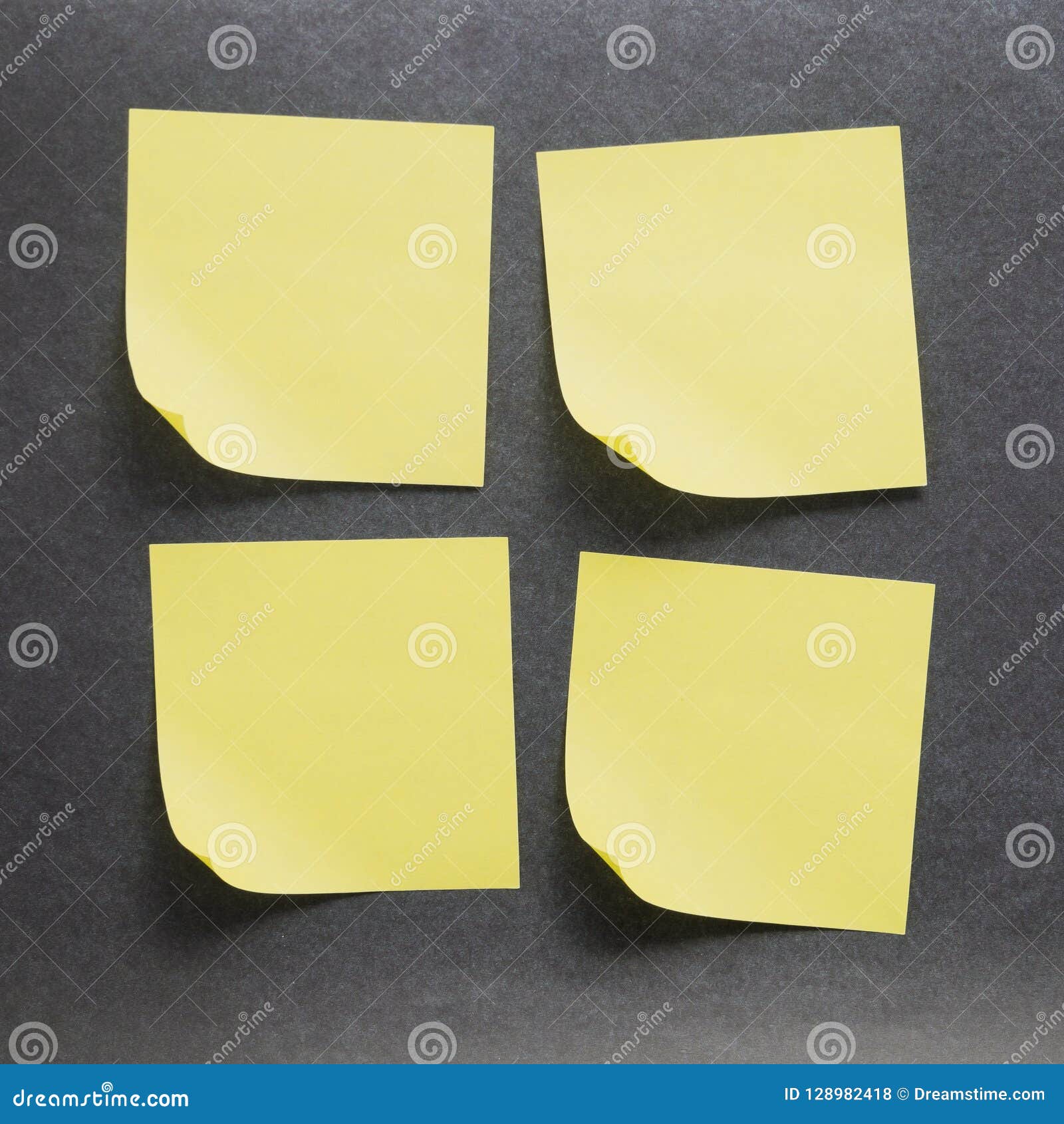 Four Yellow Stickers at Black Board Stock Photo - Image of isolated ...
