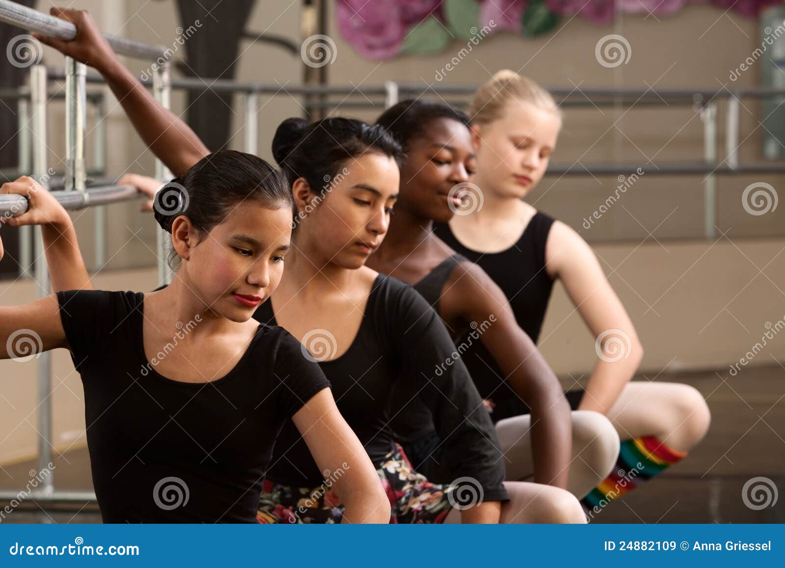 Four Young Ballet Students stock image. Image of caucasian - 24882109