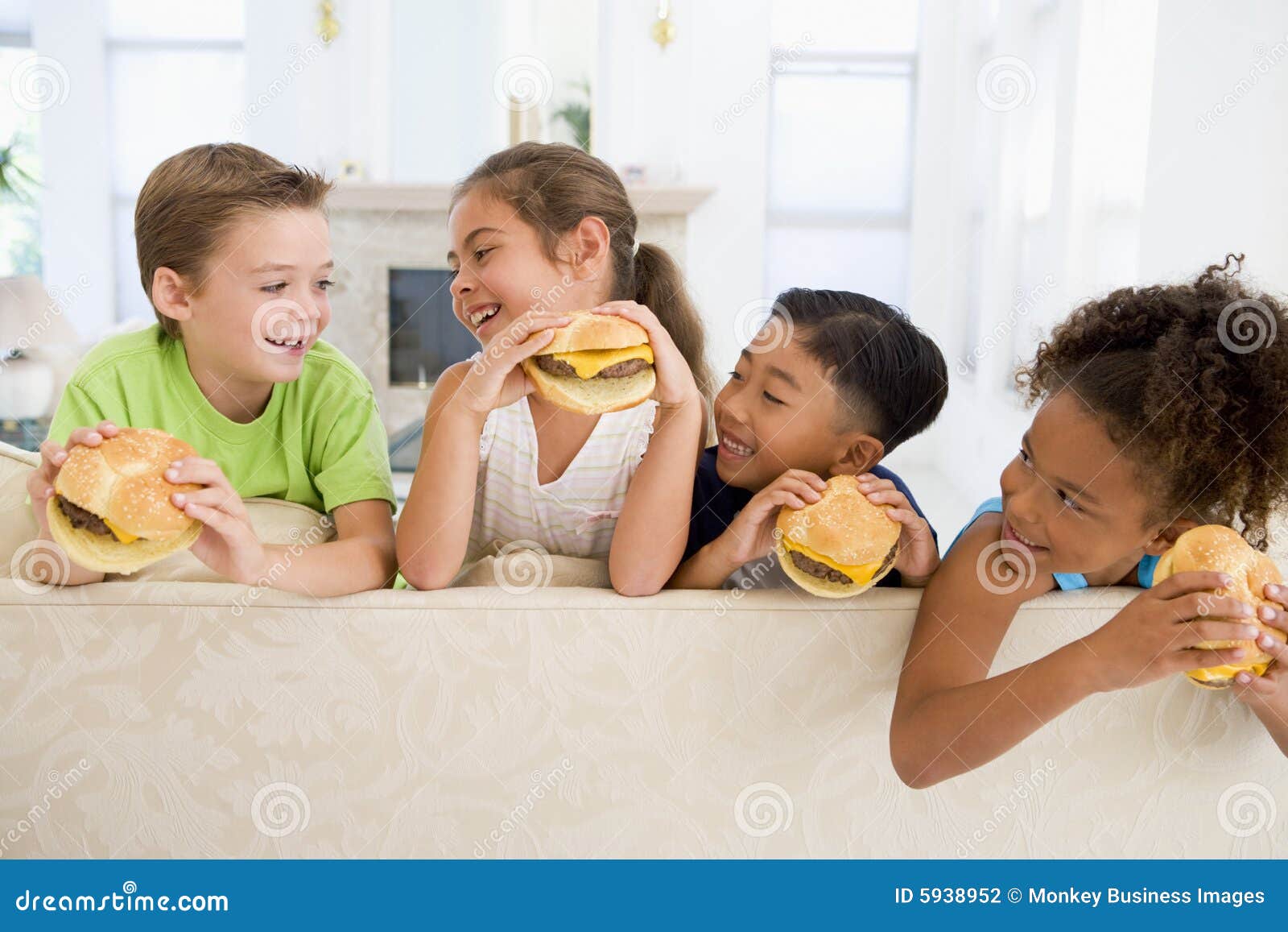 Kid Eating A Hamburger