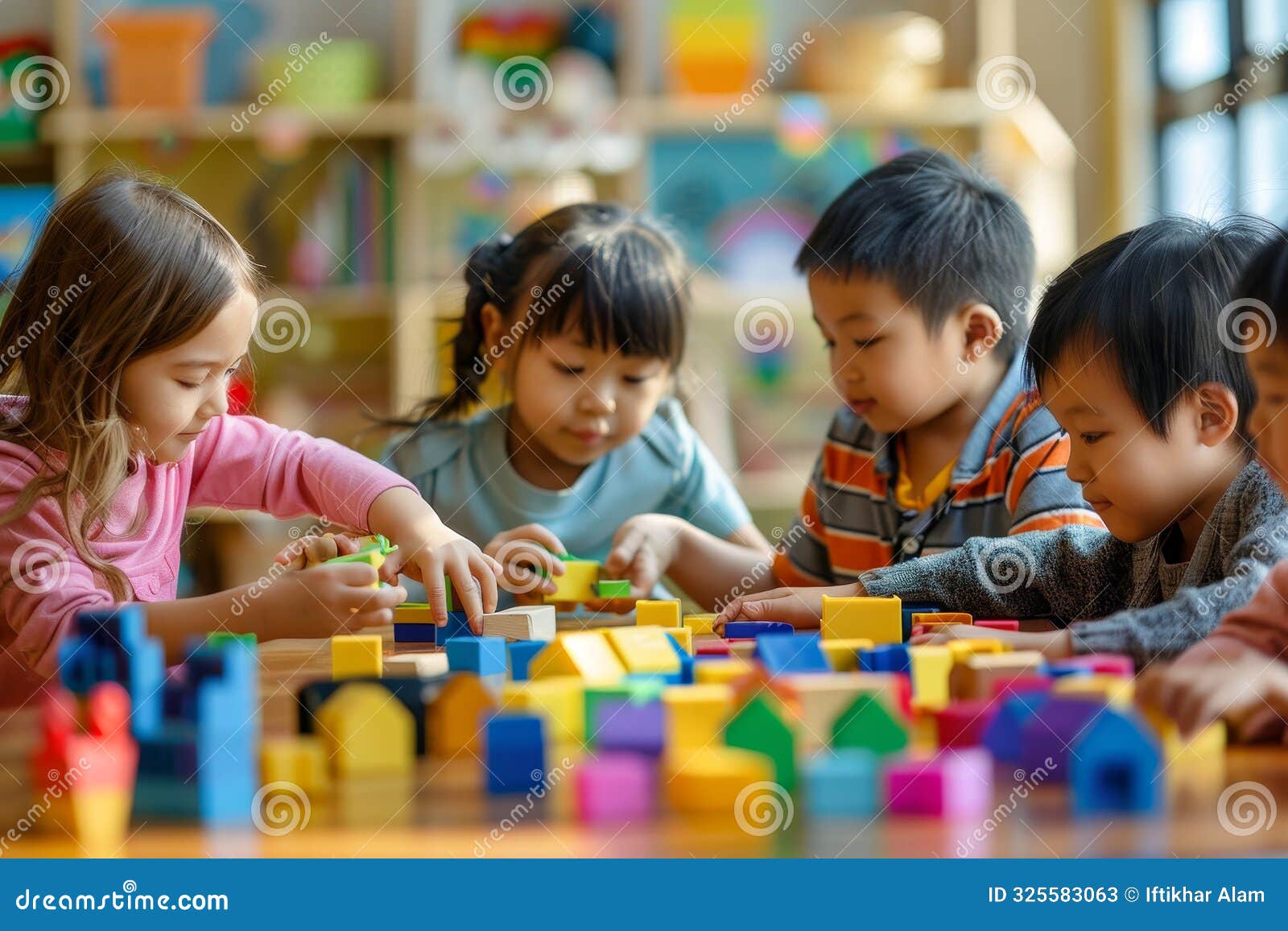 Four Young Children Participate in a Hands-on Learning Activity ...