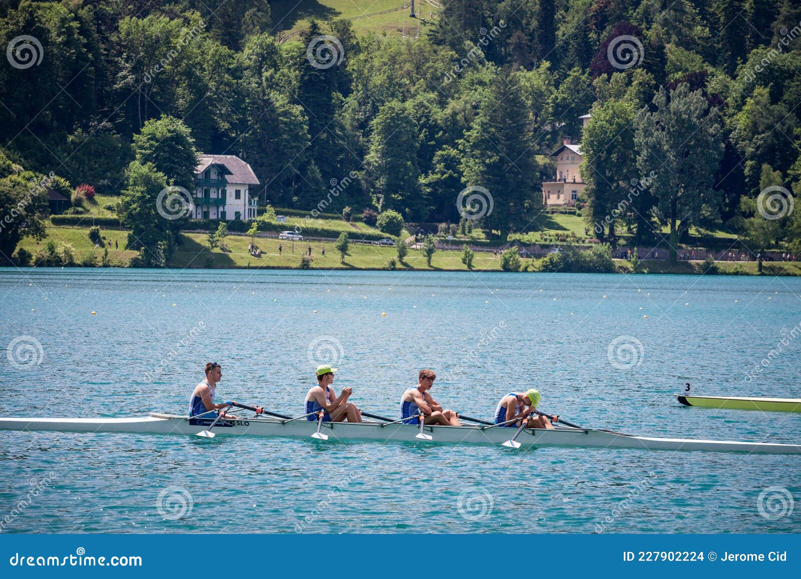 Four Young Male Adults, Rowers, On A Coxed Four, A Rowing Boat ... Four Young Male Adults, Rowers, On A Coxed Four, A Rowing Boat ...