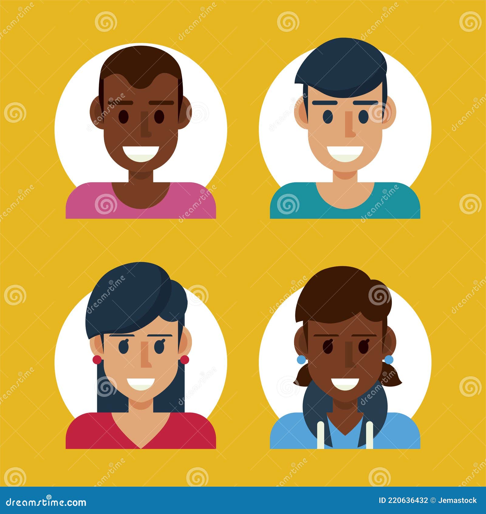 Four young people stock vector. Illustration of girl - 220636432