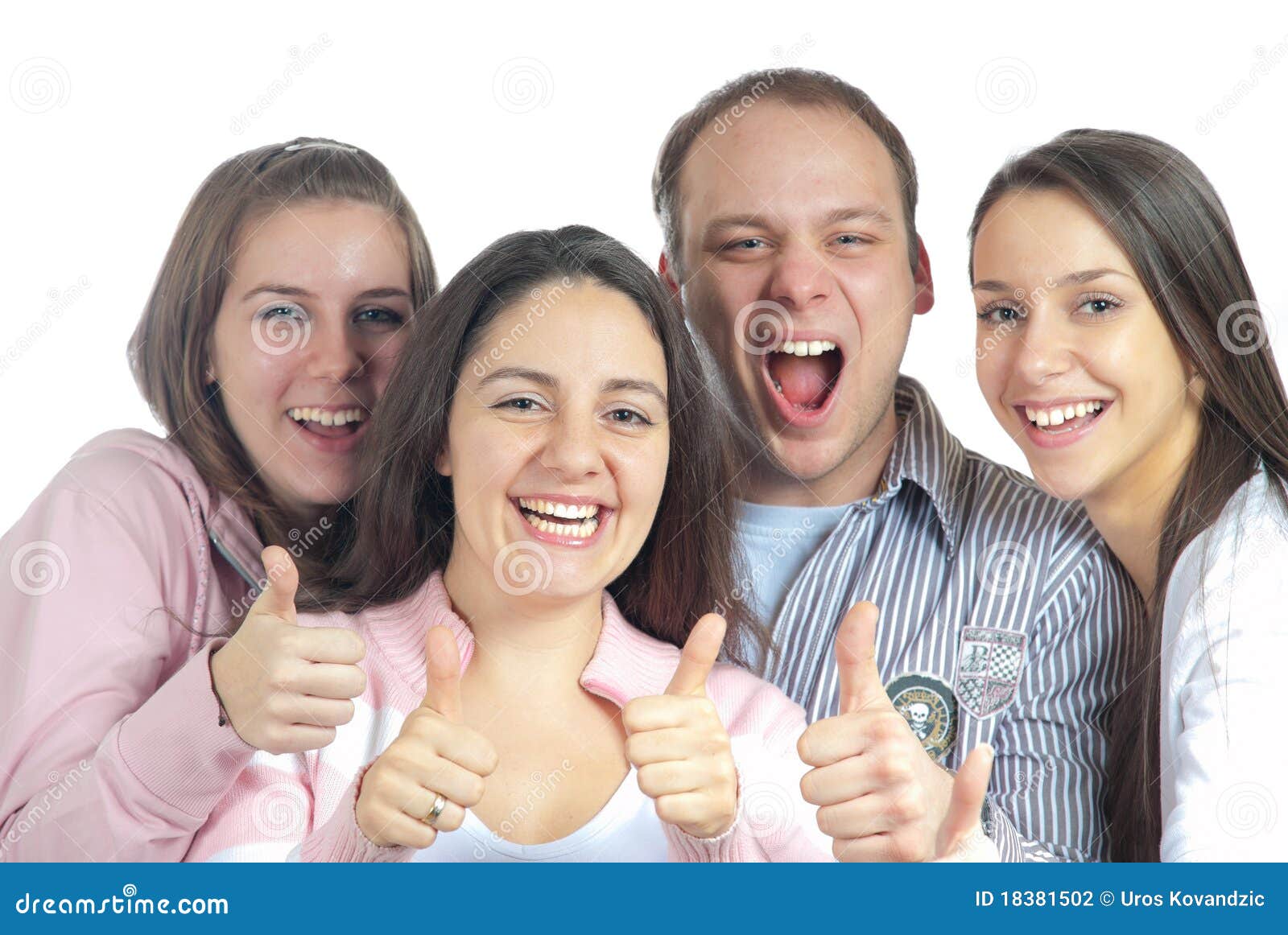 Four Young People Showing Thumbs Up Stock Photo - Image of positive ...
