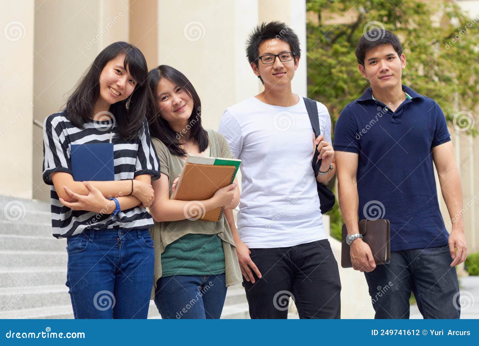 Were Going on Study Leave. Four Young Students Leaving Camous. Stock ...