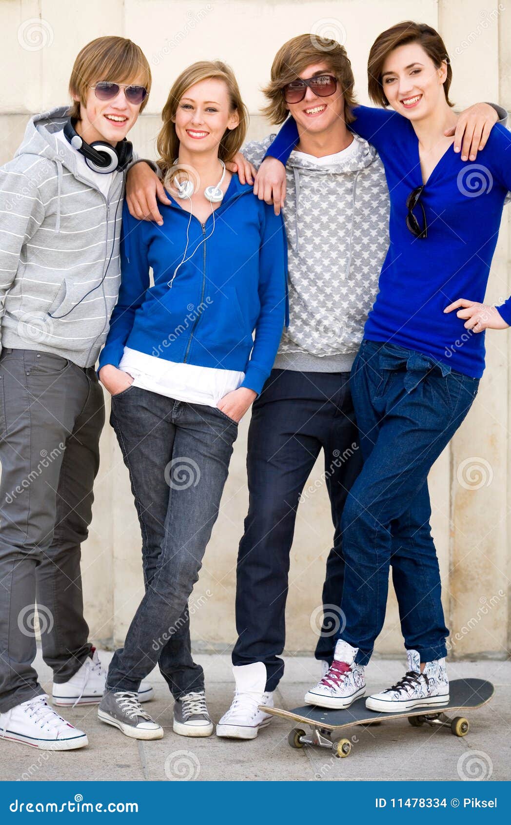 Four Young Teenagers stock photo. Image of friend, skateboard - 11478334