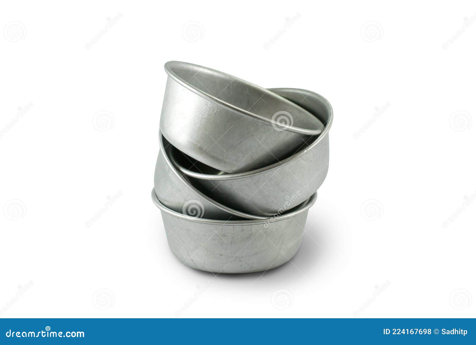 Four Zinc Cups Stacked on a White Background. Stock Photo - Image of ...