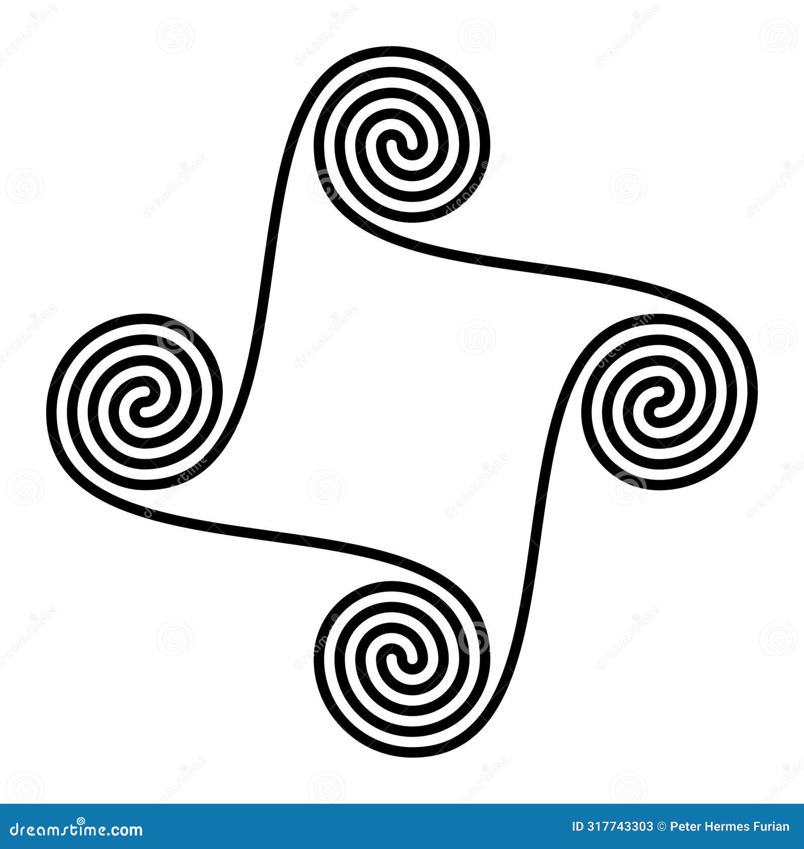 Spiral Triskelion and Quadruple Spiral, Geometrical Pattern and Symbol ...