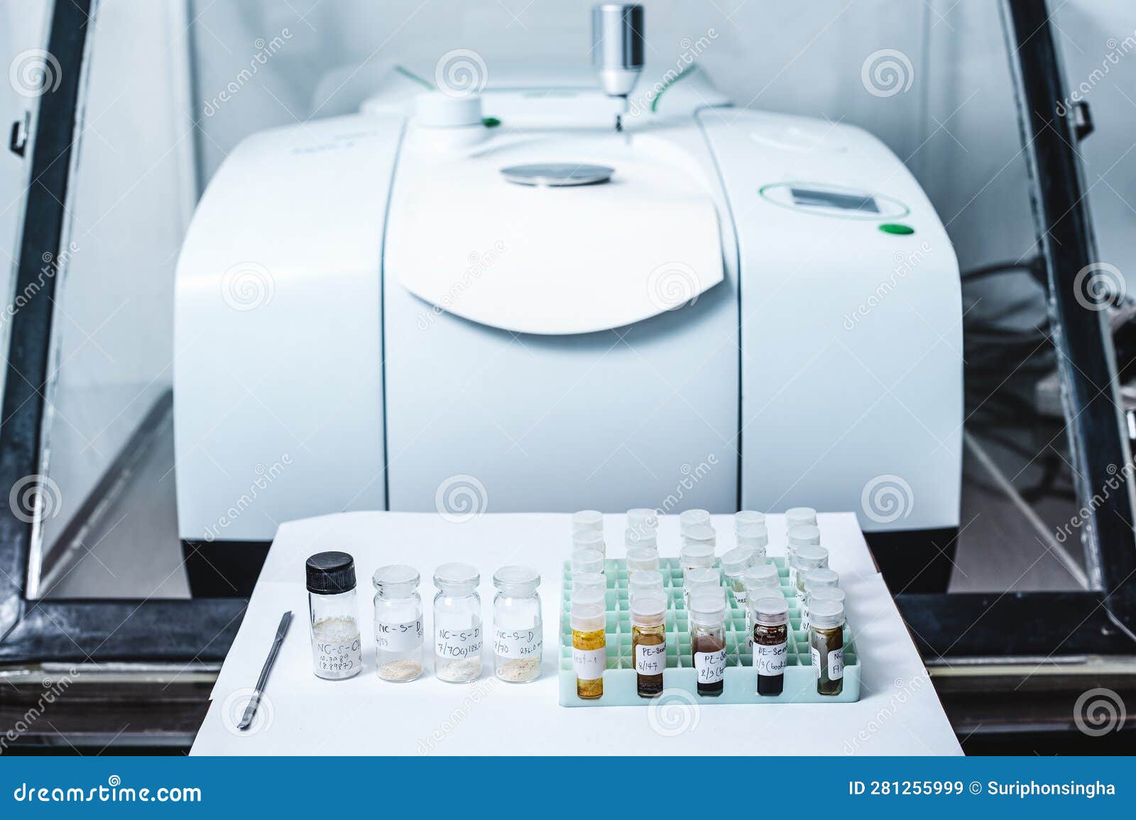 Fourier Transform Infrared Spectroscopy Ftir Instrument And Sample In