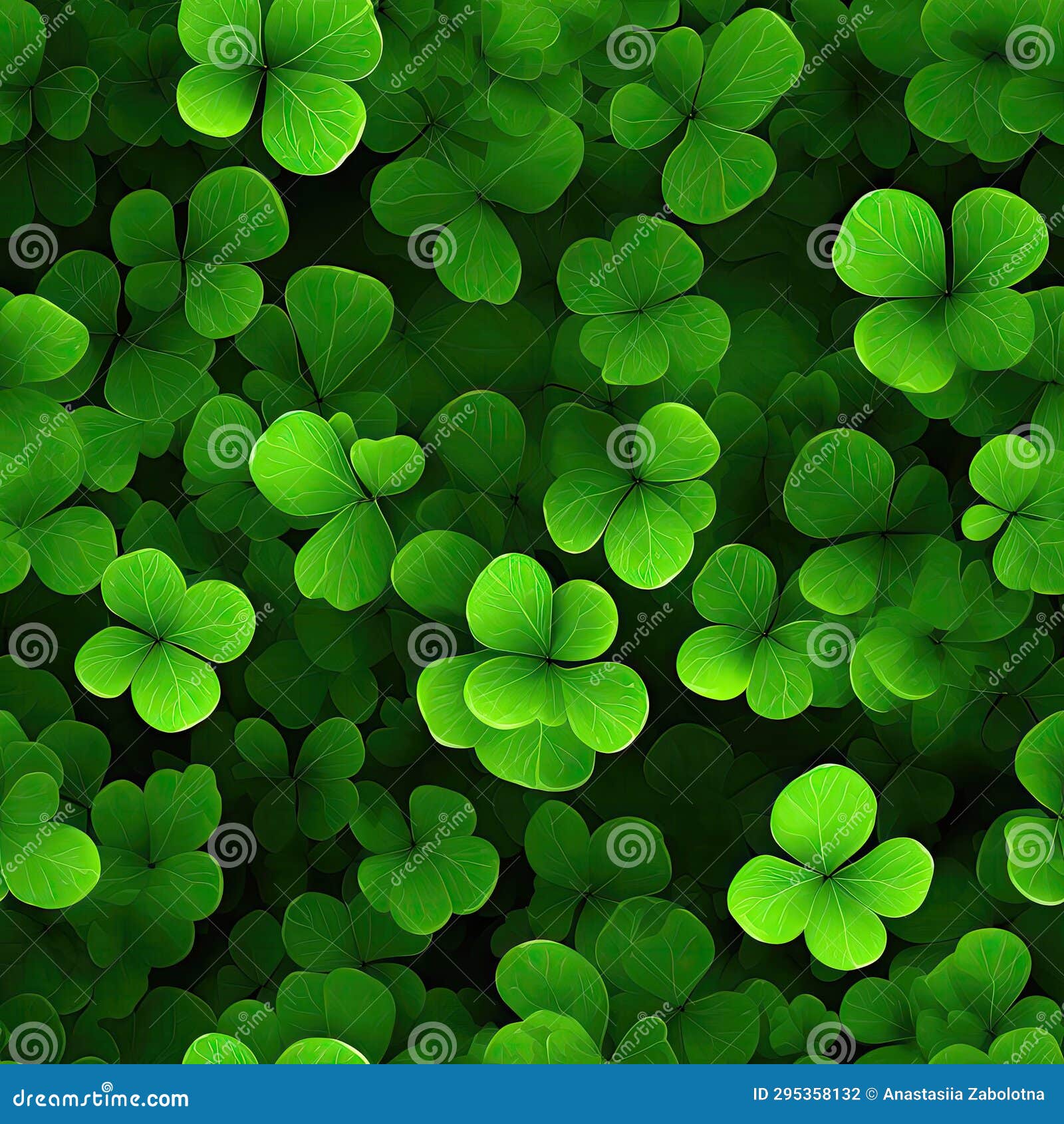 Fourleaf Green Clover on Green Background. Seamless Background Stock ...