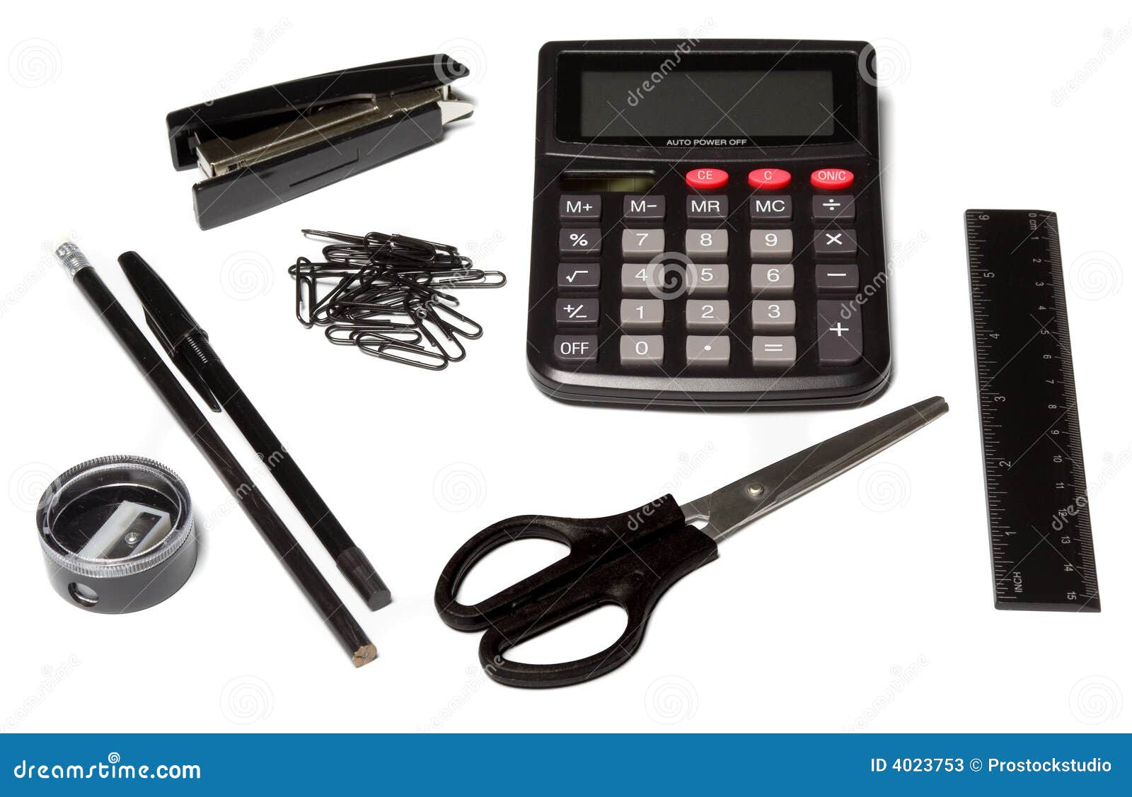 Fournitures de bureau image stock. Image du papier, ruler - 4023753