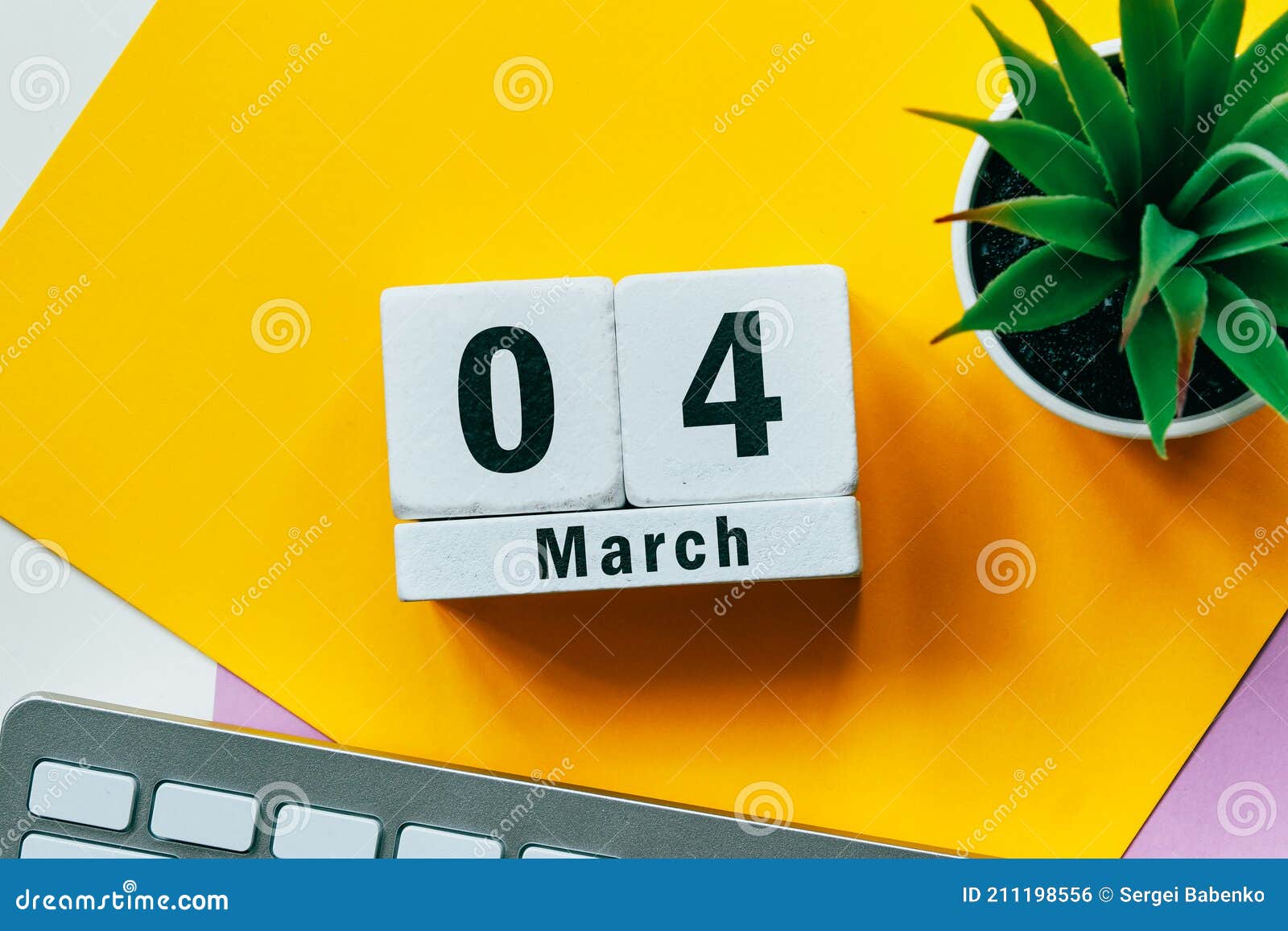 4 Fourth Day of Spring Month Calendar March Stock Photo - Image of ...