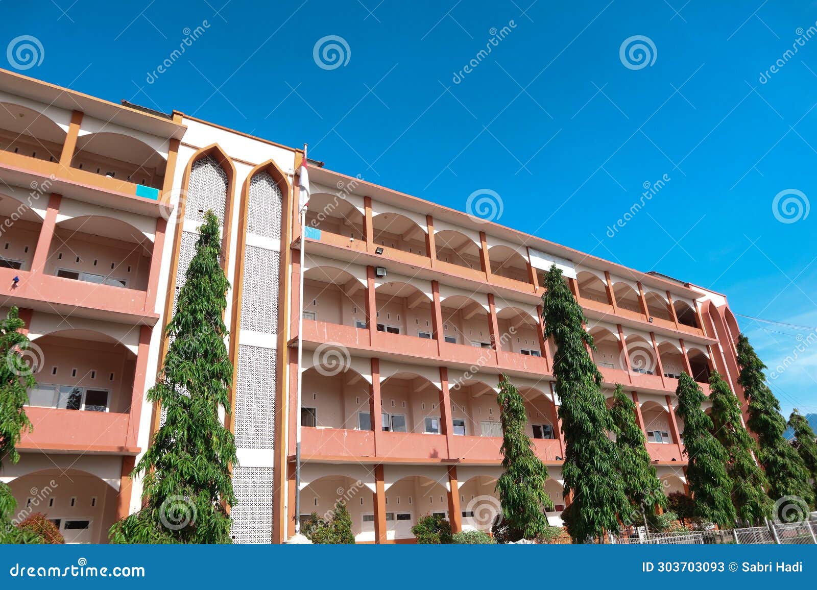 The Fourth Floor of the School Building and the Blue Sky Stock Image ...