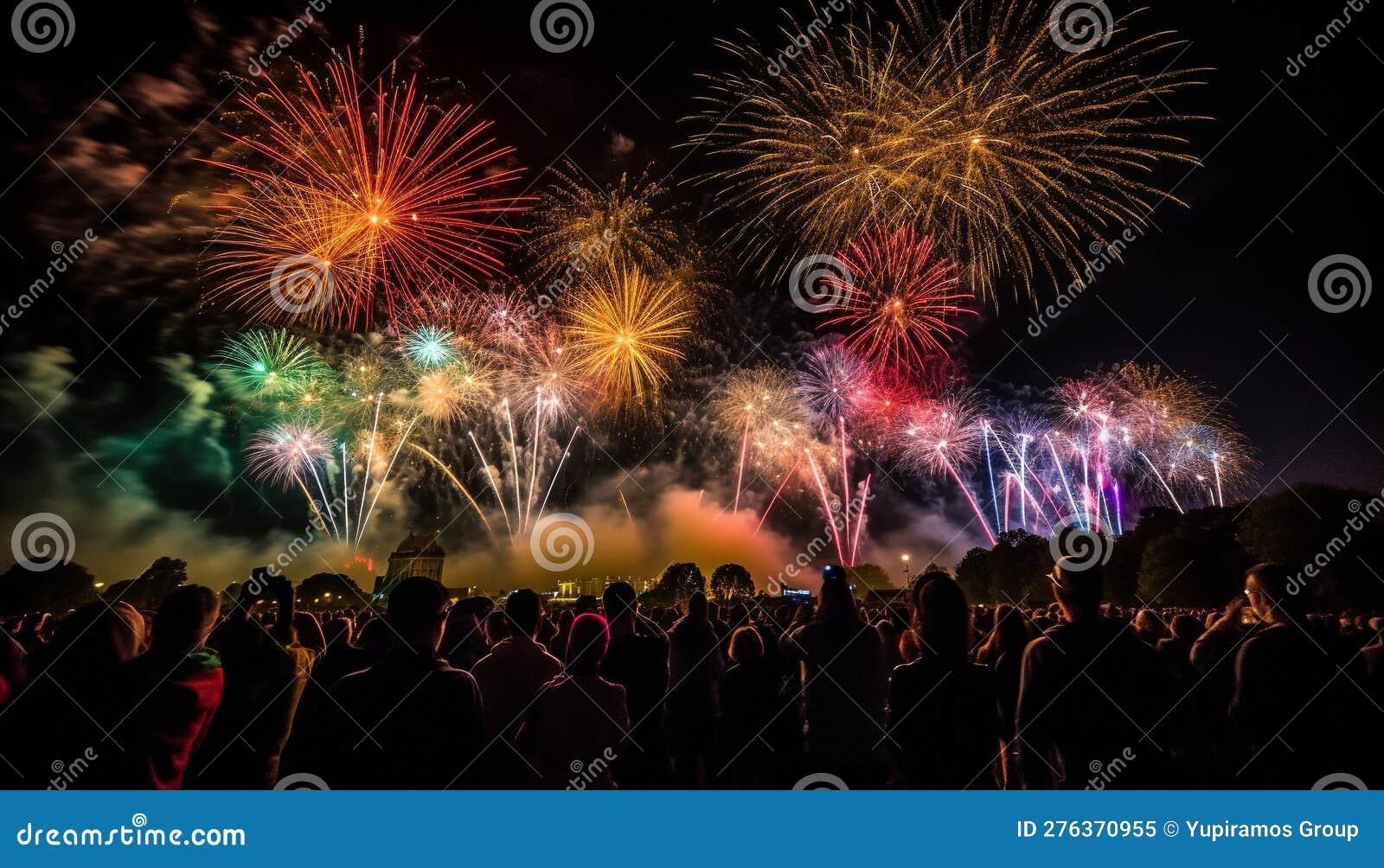 Fourth of July Celebration, Vibrant Fireworks Explode Generated by AI ...