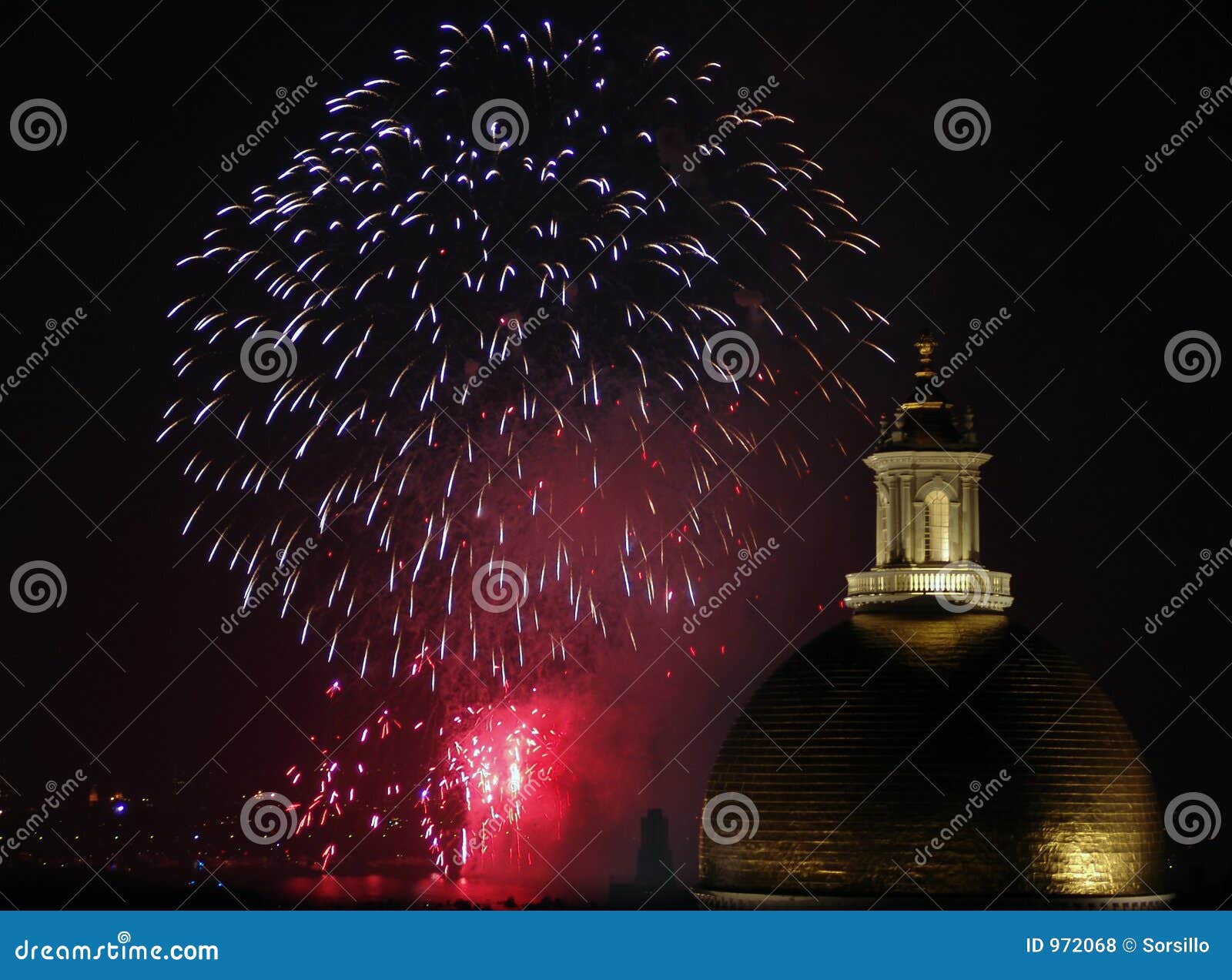 Fourth of July Fireworks in Boston 2006 Stock Photo - Image of river ...