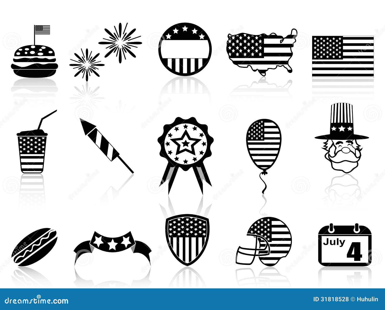 Fourth of July icons set stock vector. Illustration of graphic - 31818528