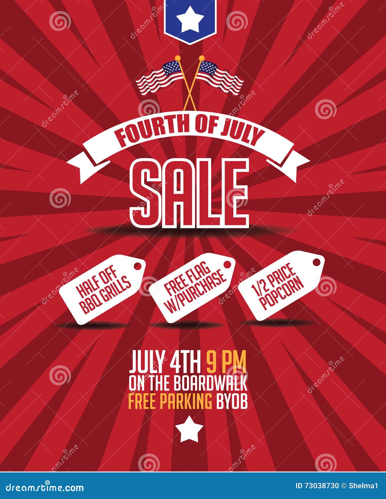 Fourth of July Sale Poster Background. Stock Vector - Illustration of ...