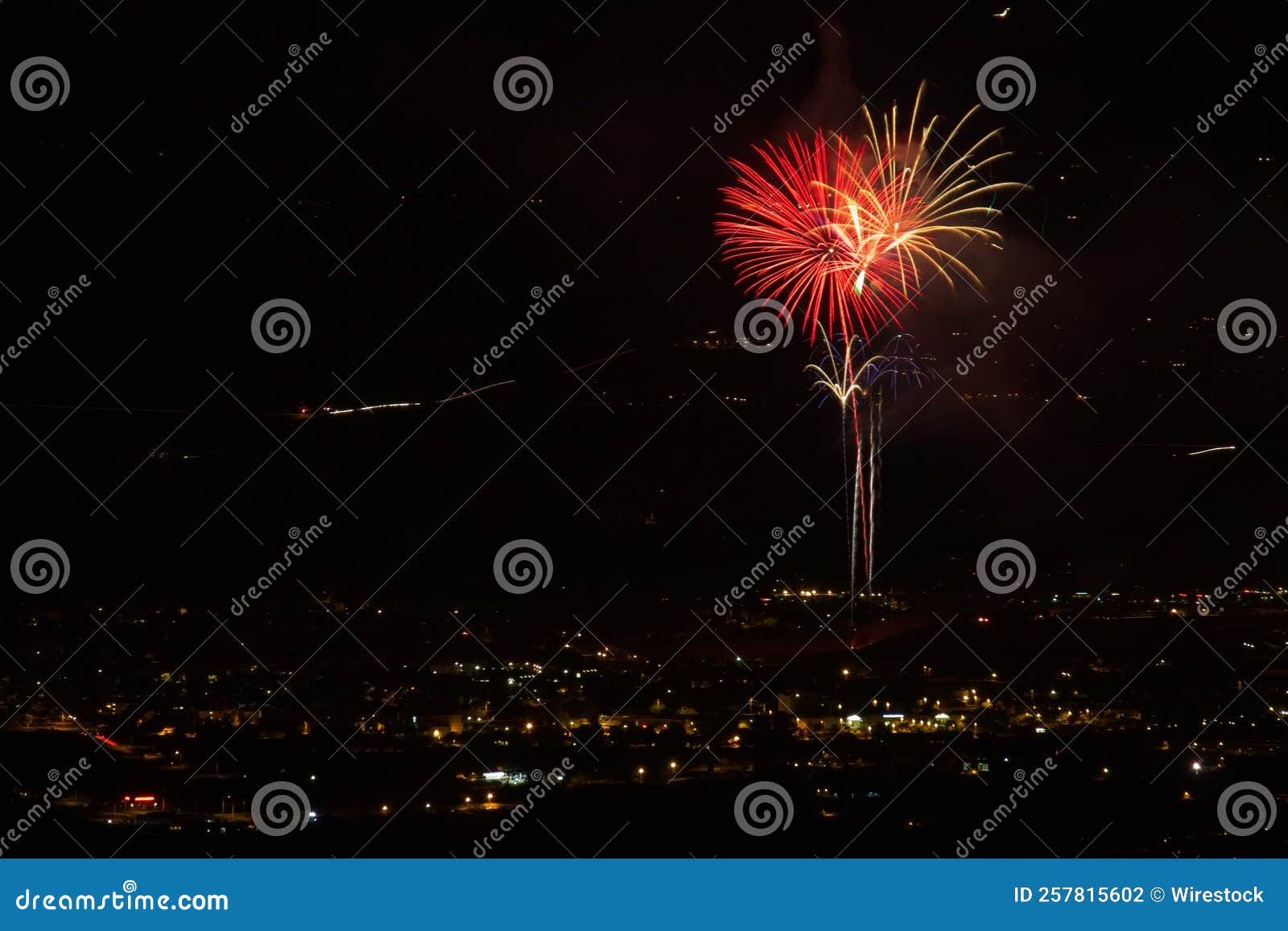Fourth of July skyrockets stock photo. Image of black - 257815602