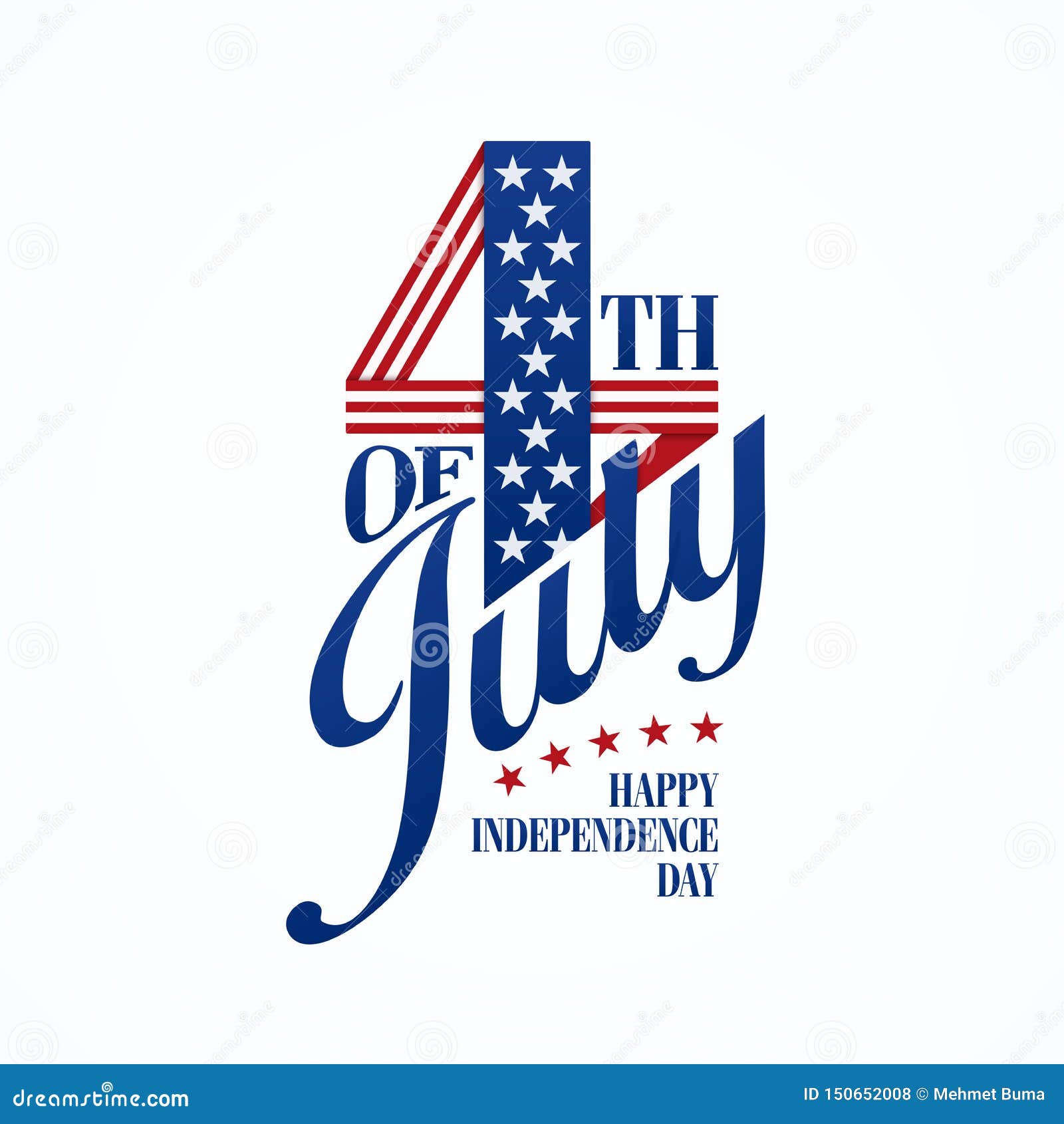 Fourth of July Typographic Lettering Stock Vector - Illustration of ...