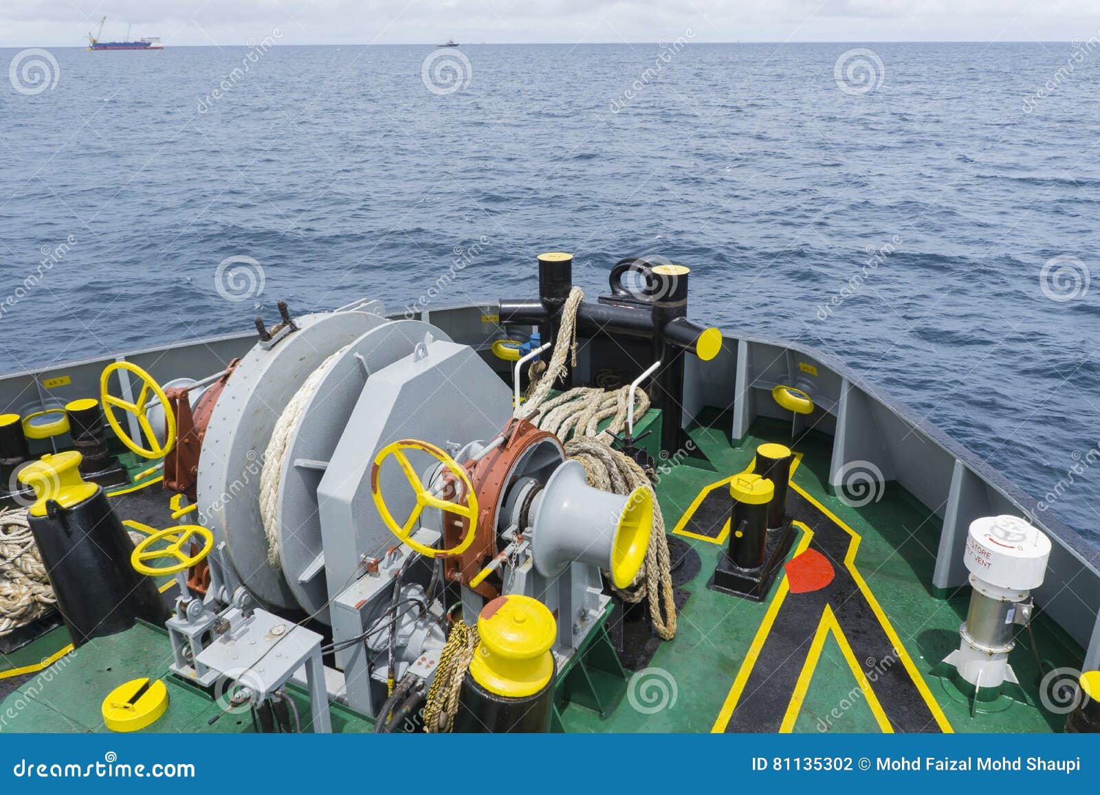 Foward Side of Anchor Handling Tug AHT Boat. Stock Photo - Image of ...