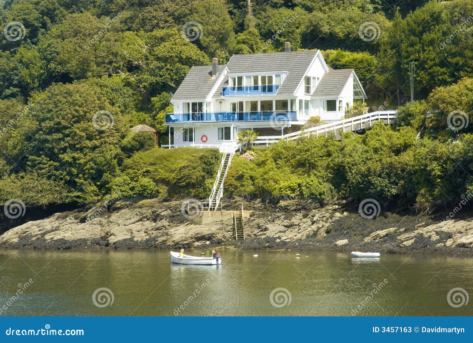 Fowey stock image. Image of harbour, cornish, homes, estuary - 3457163