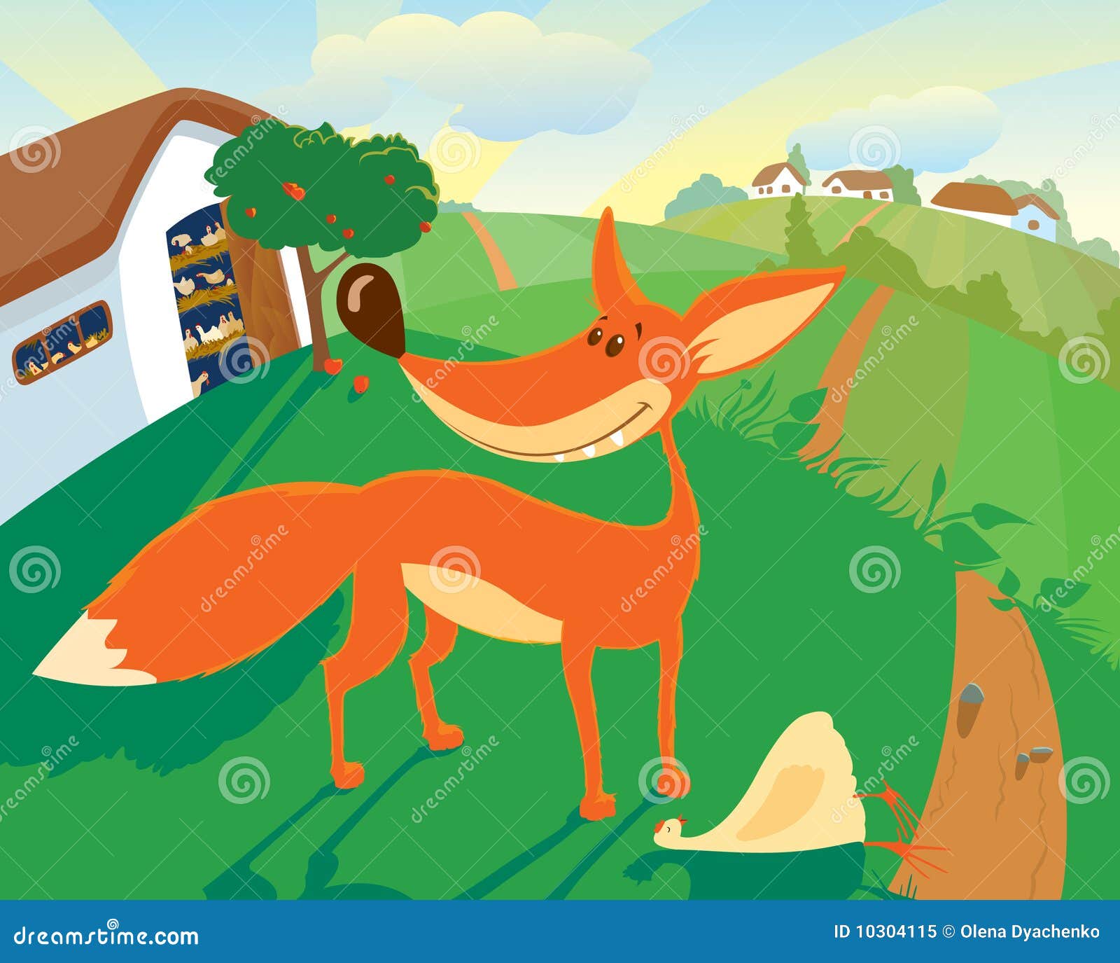 Fox stock vector. Illustration of farm, landscape, feather - 10304115