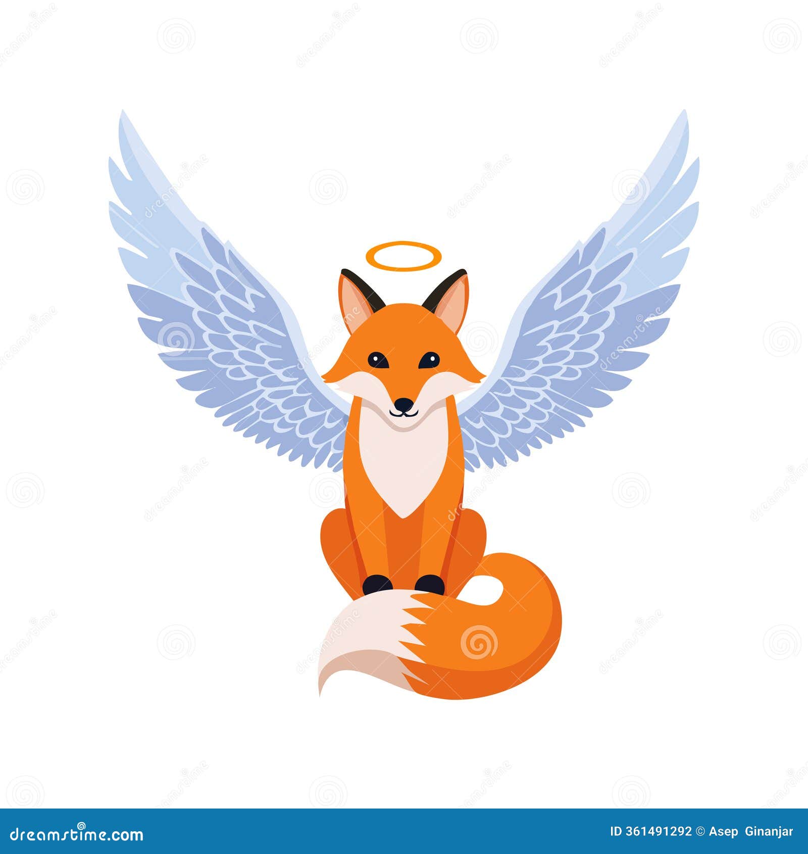 Fox with Angel Wings stock vector. Illustration of greeting - 361491292