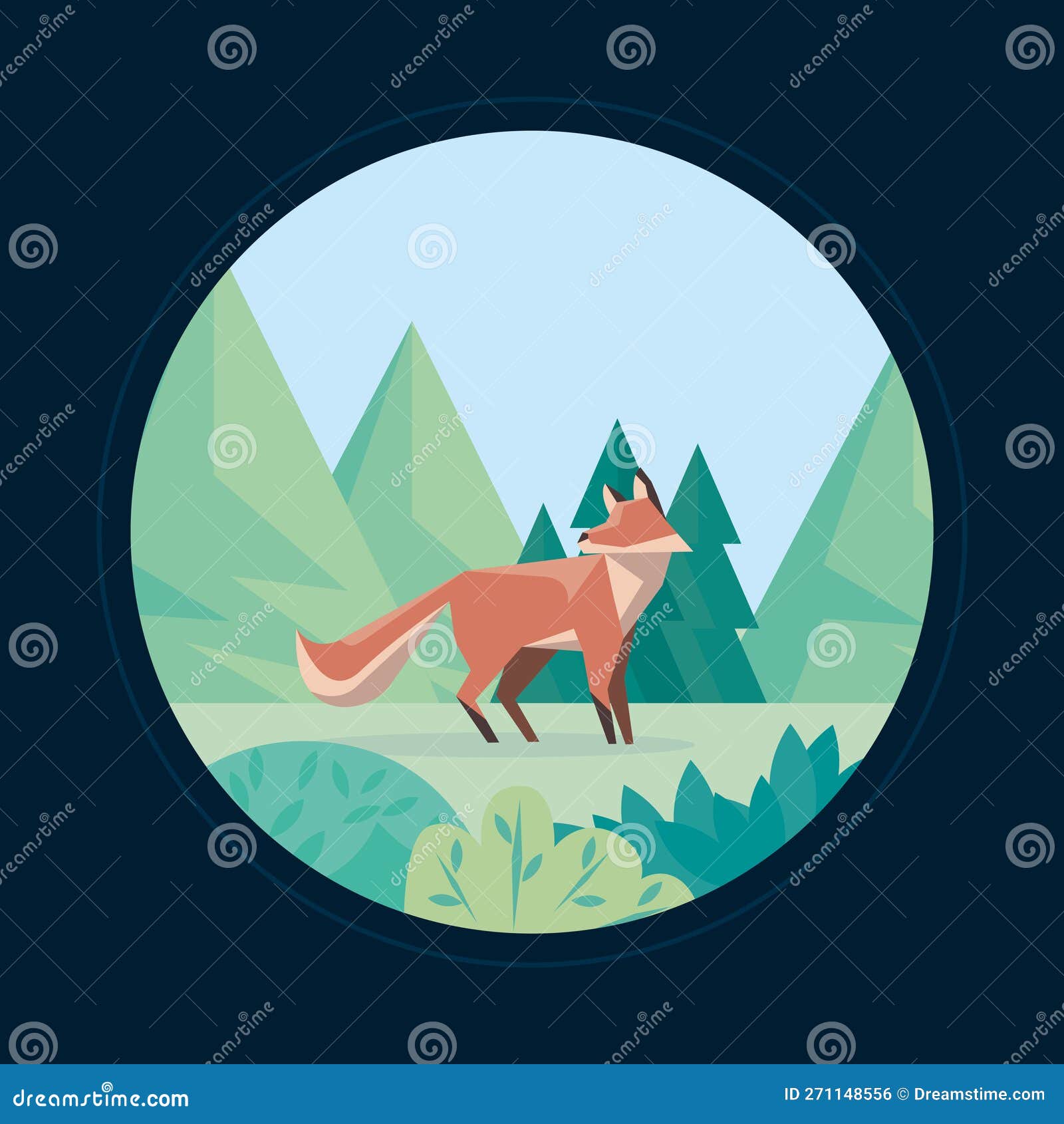 Fox Animal in Circular Frame Stock Vector - Illustration of vector ...