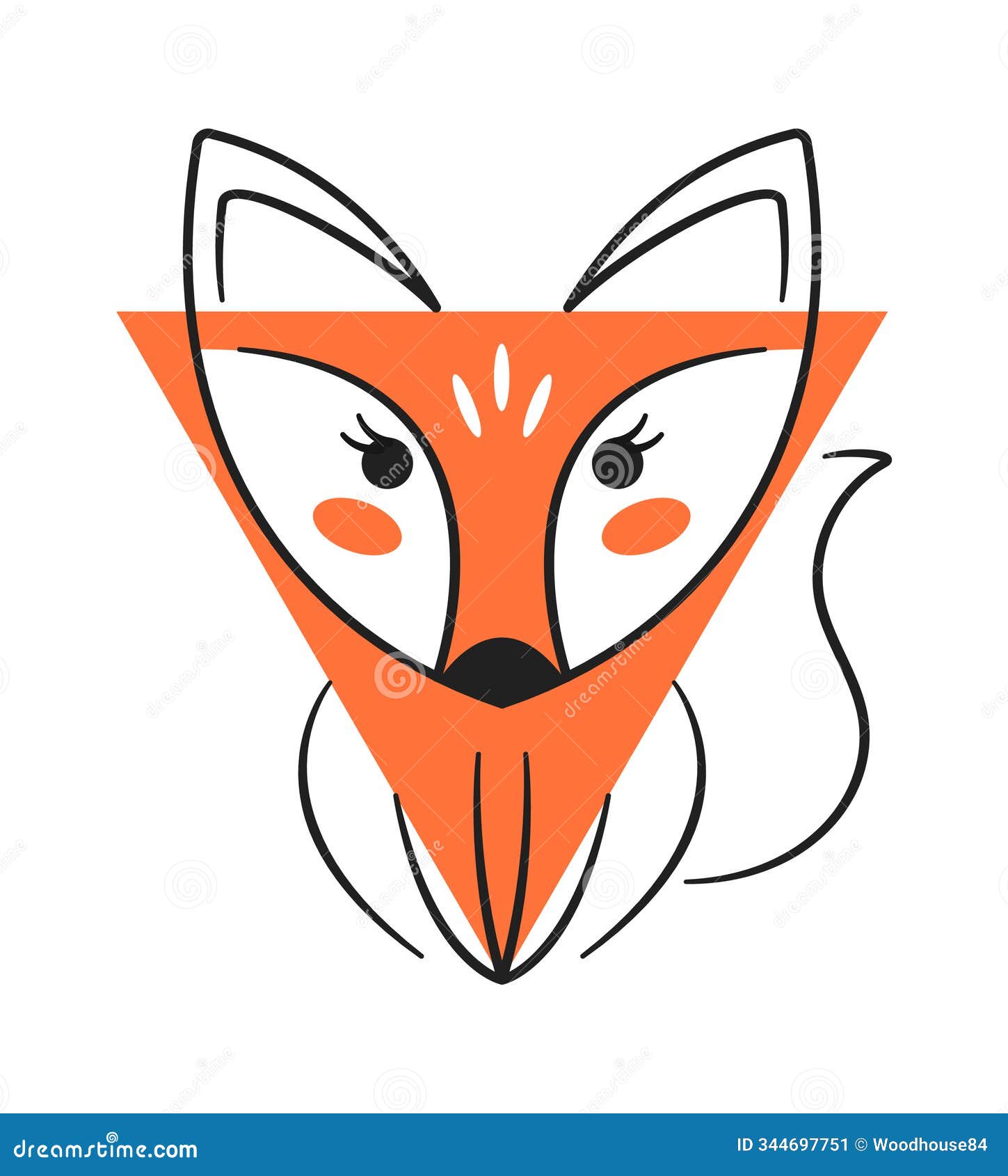 Fox Animal Triangle Childish Geometry Stock Illustration - Illustration ...
