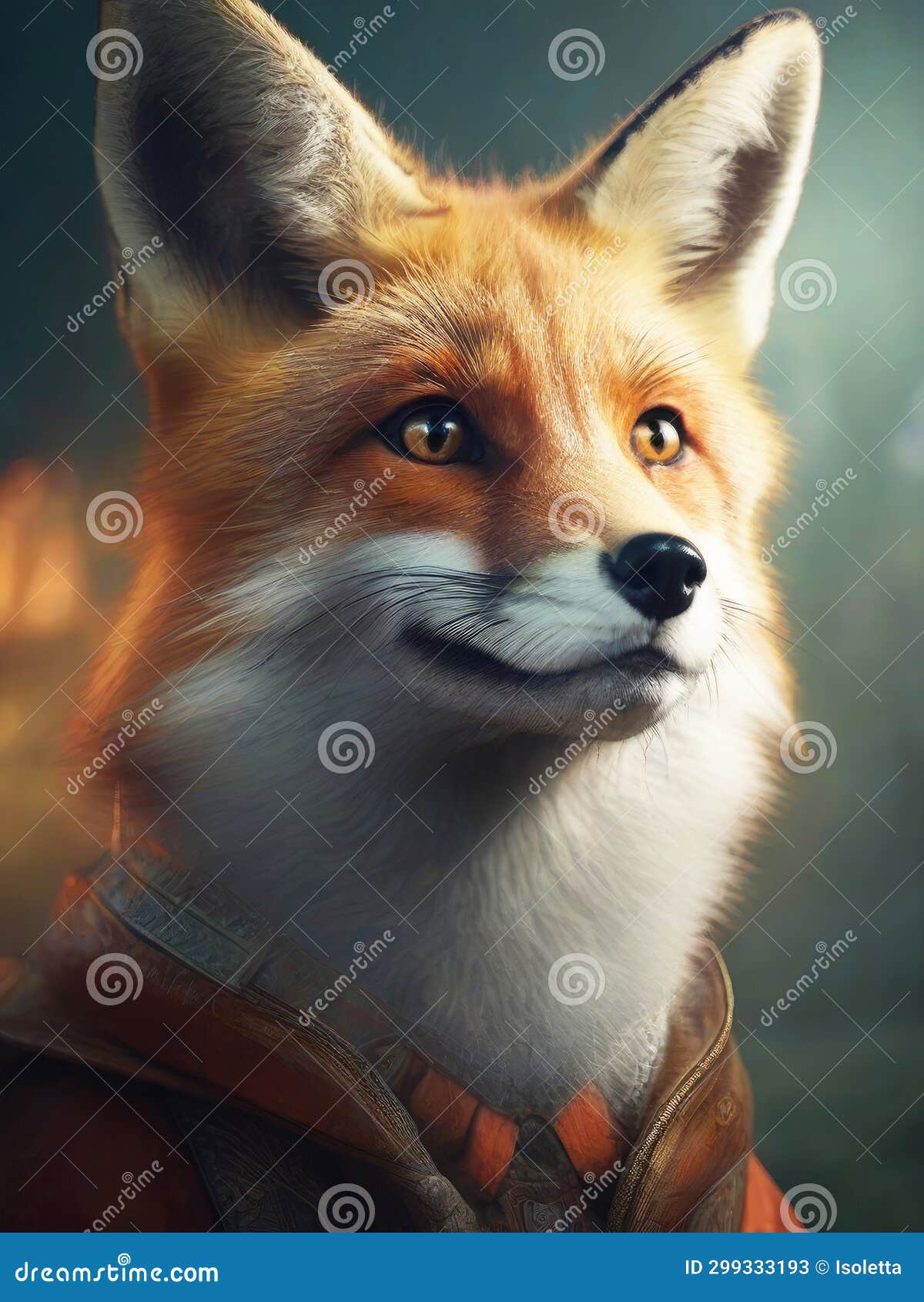 The Fox. Anthropomorphic Animal Portrait in Vintage Style Stock Image ...