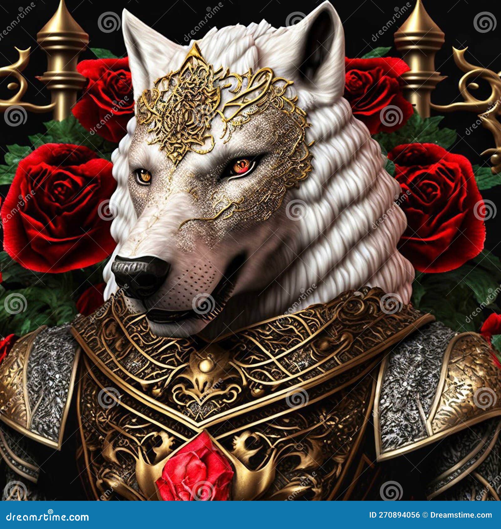 A fox with armor gold stock illustration. Illustration of statue ...