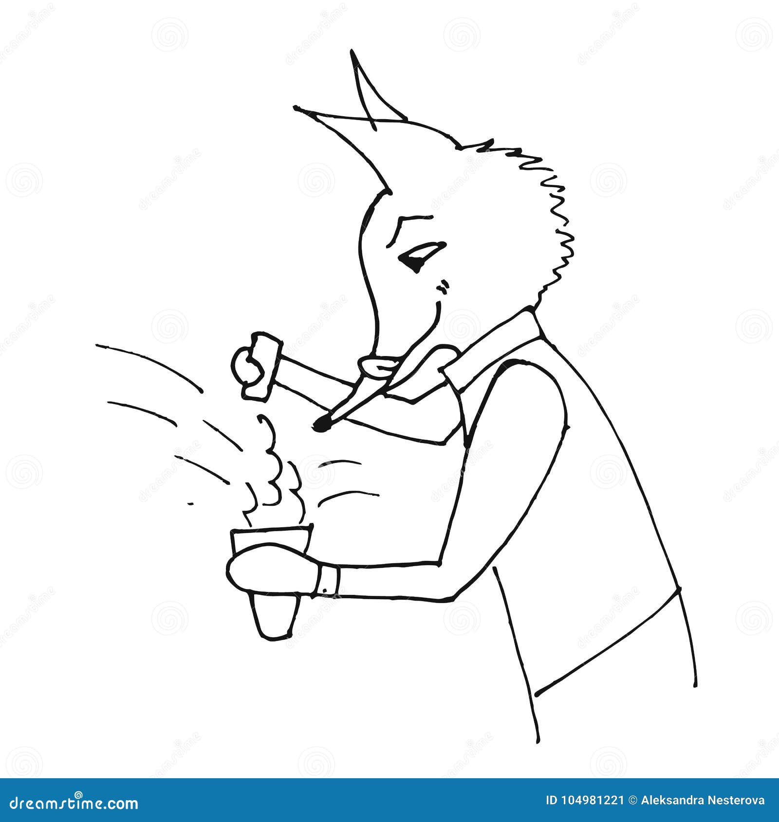 Bartender Coloring Page For Kids Vector Illustration | CartoonDealer ...