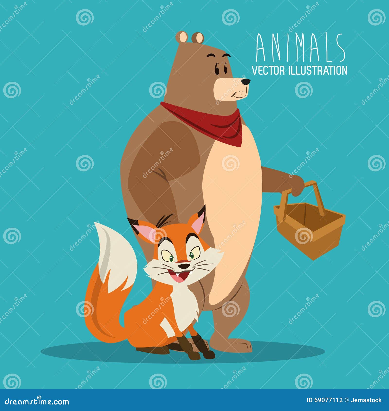 Fox and bear design stock vector. Illustration of bear - 69077112